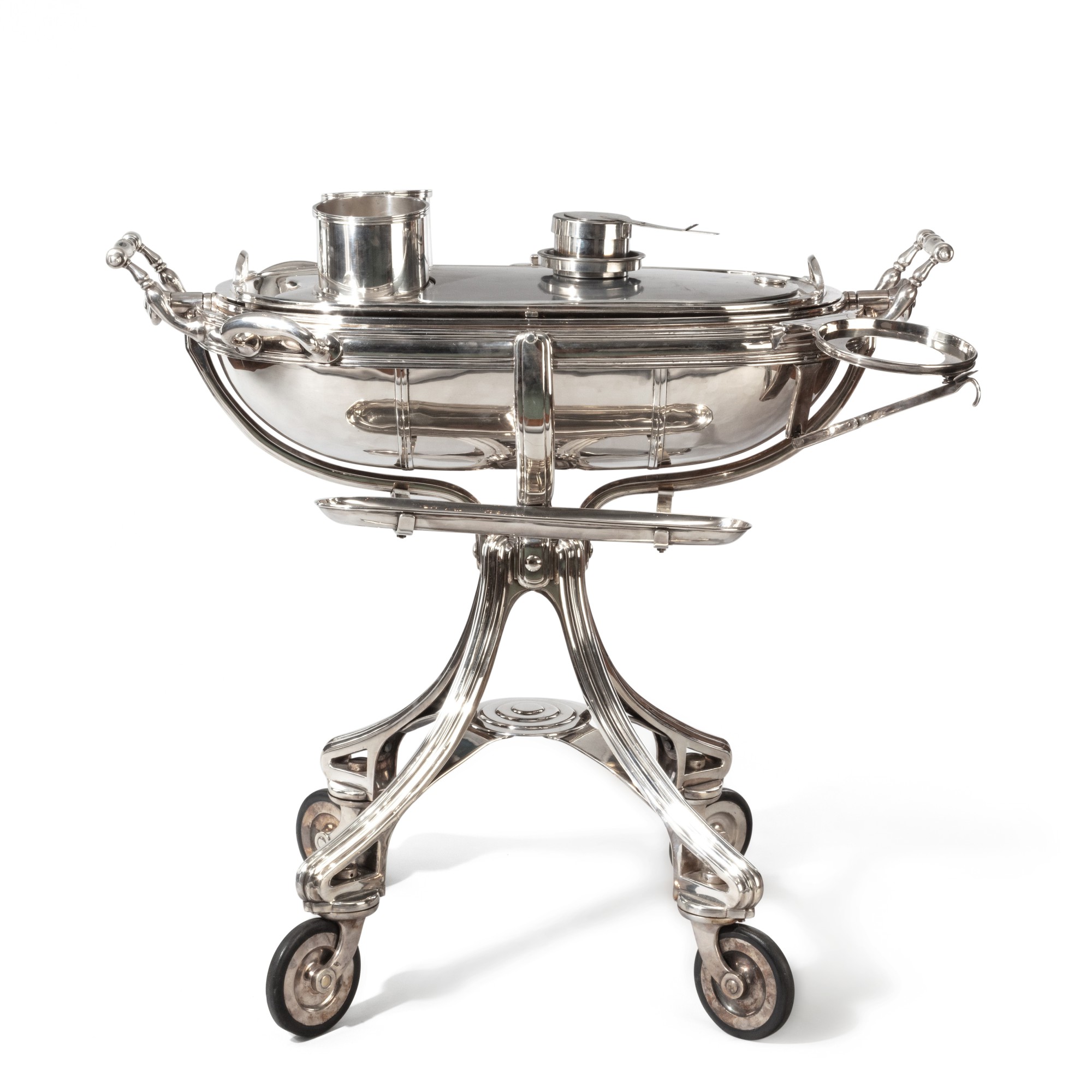A FRENCH SILVER PLATED CARVING TROLLEY BY ERCUIS, SECOND QUARTER 20TH ...