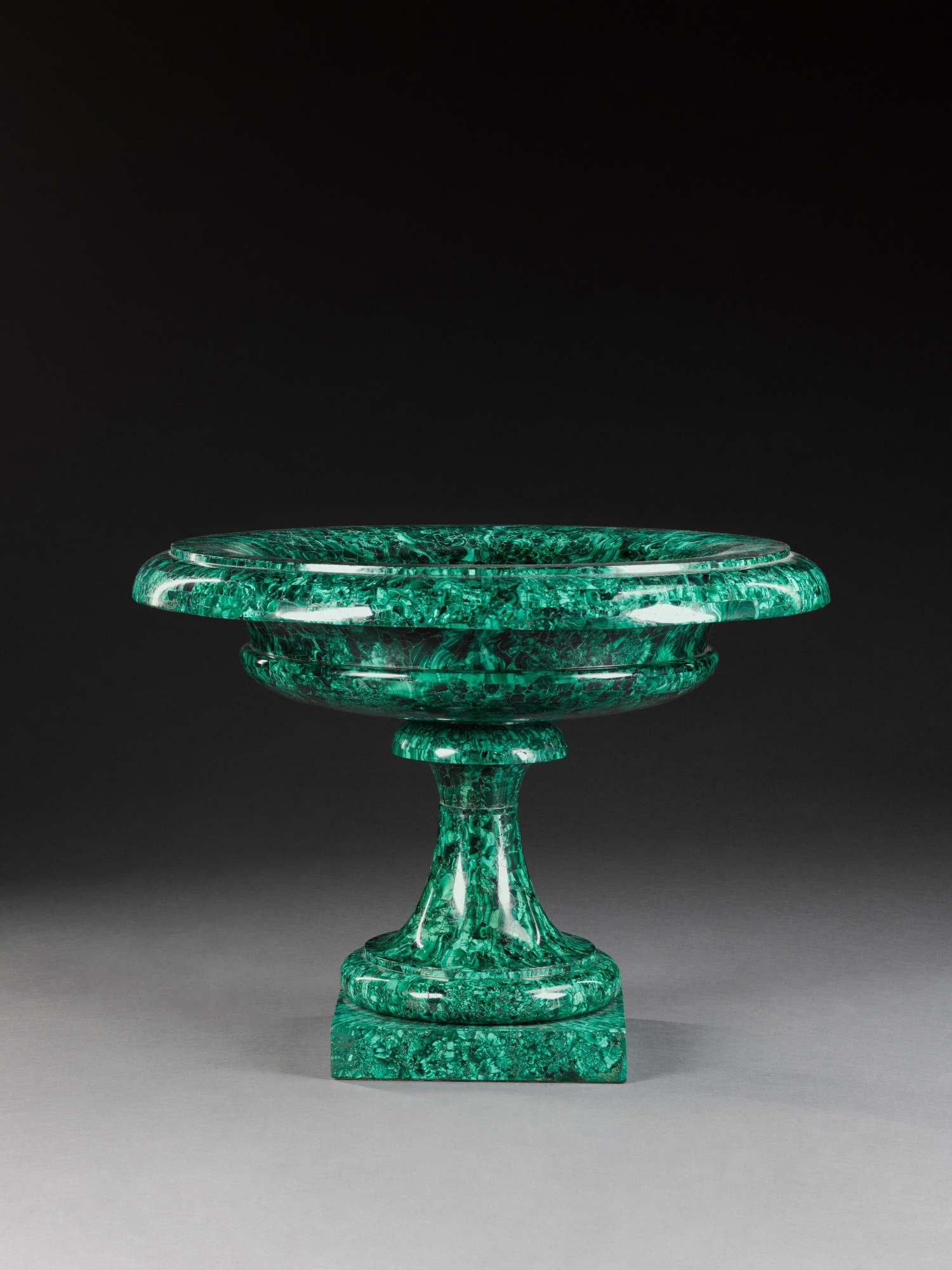 A Russian malachite tazza, after a design by I.I. Galberg, circa 1825 ...