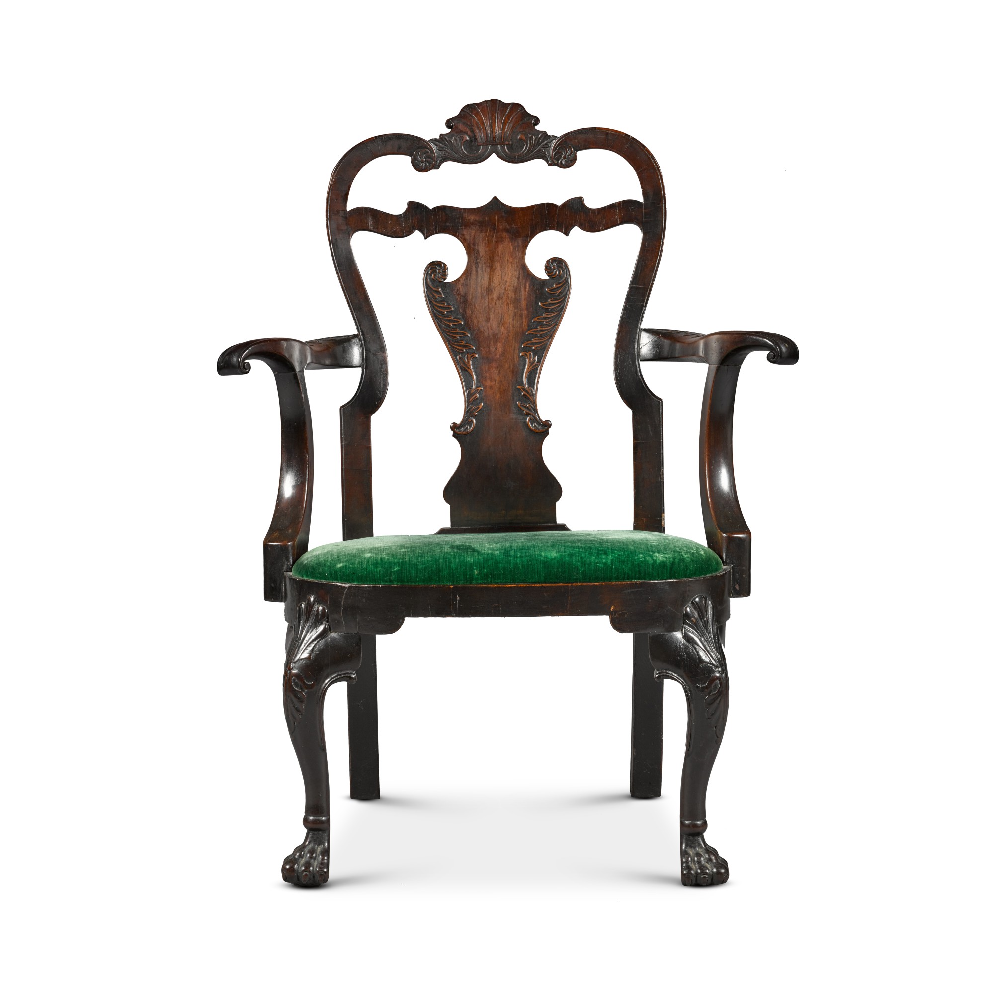 An Irish George II carved mahogany open armchair, mid-18th century ...