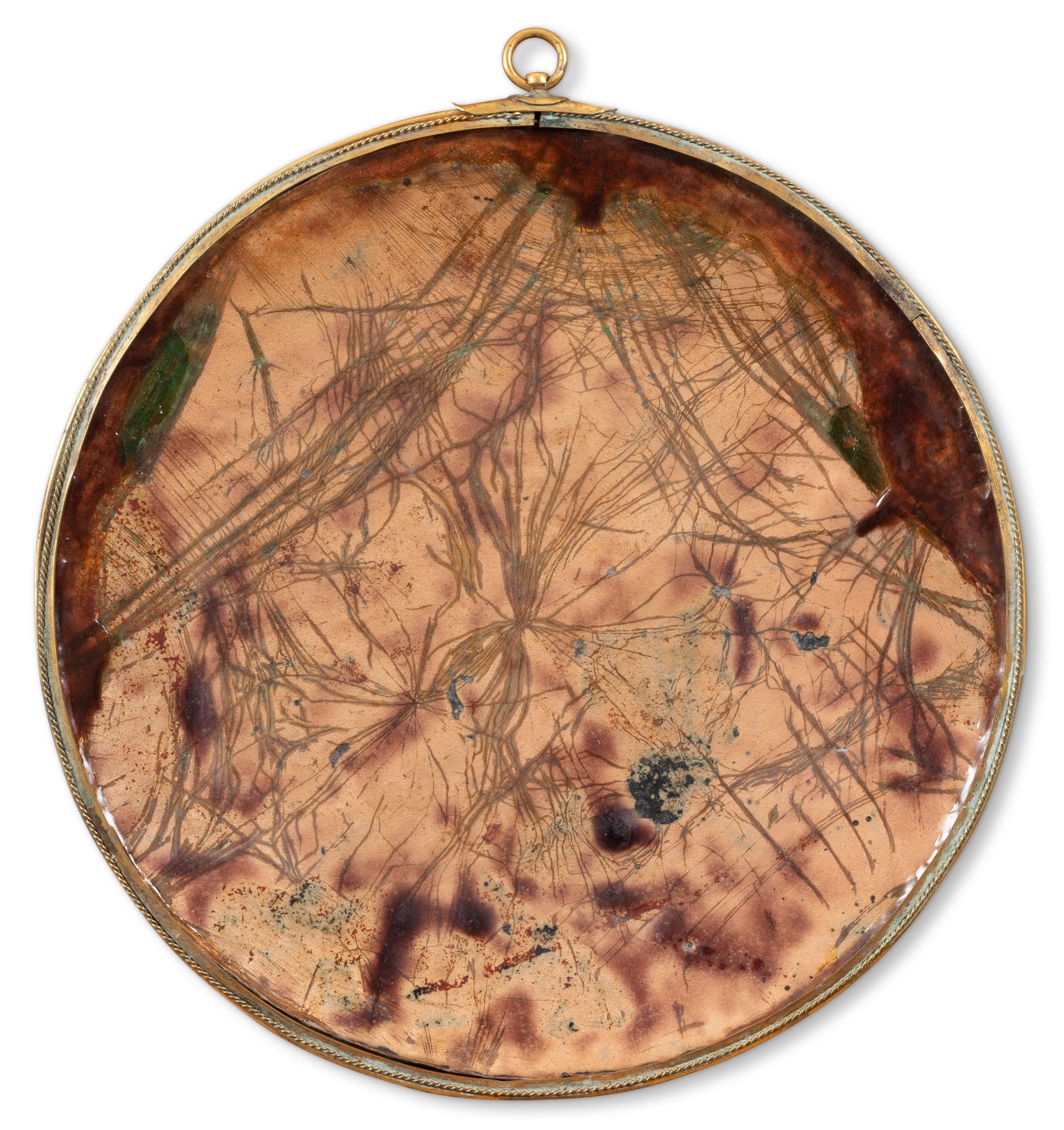 A Limoges polychrome painted enamel medallion with the profile of the ...