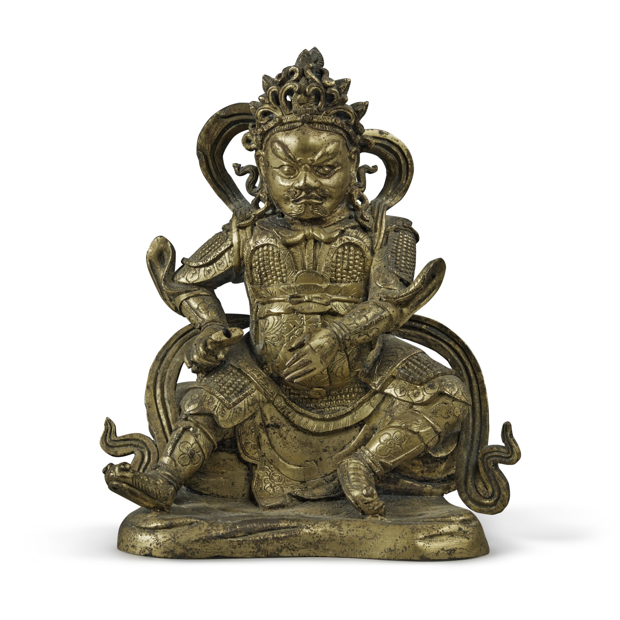 A gilt-bronze seated figure of Virudhaka, Qing dynasty, 18th century ...