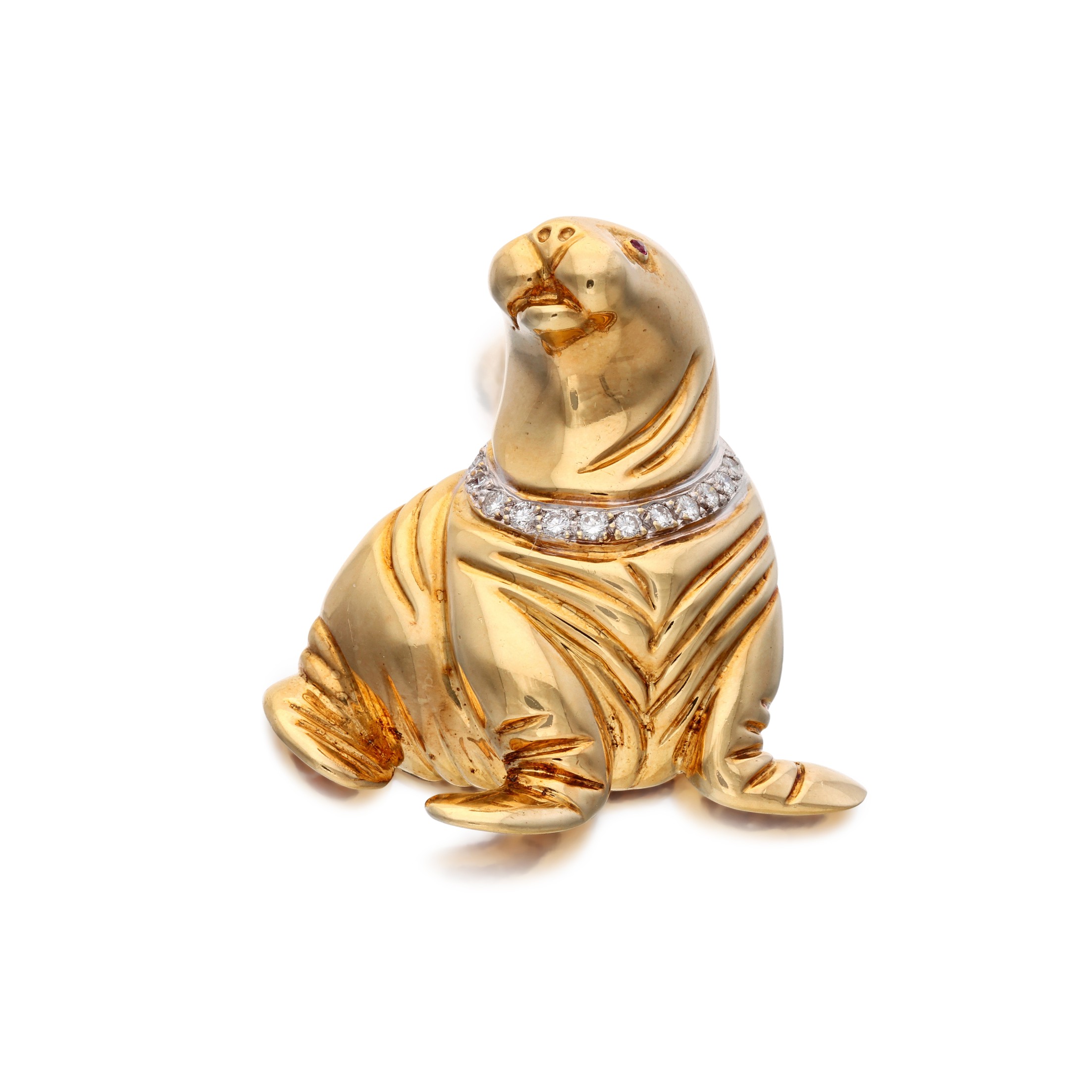Vintage Gold Ruby And Diamond Walrus Brooch Available For Immediate vintage-gold-ruby-and-diamond-walrus-brooch-available-for-immediate