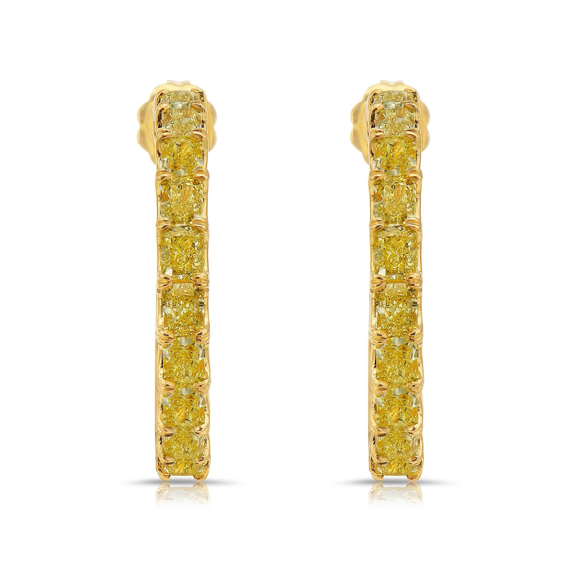 Gold And 8.65ct Yellow Diamond Hoop Earrings Available For Immediate ...