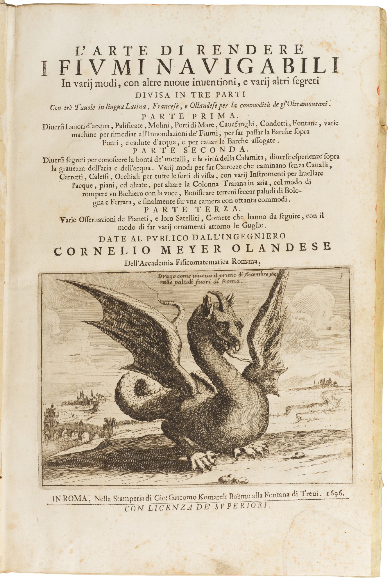 Meyer, L'arte di rendere i fiumi navigabili, Rome, 1696, contemporary ...