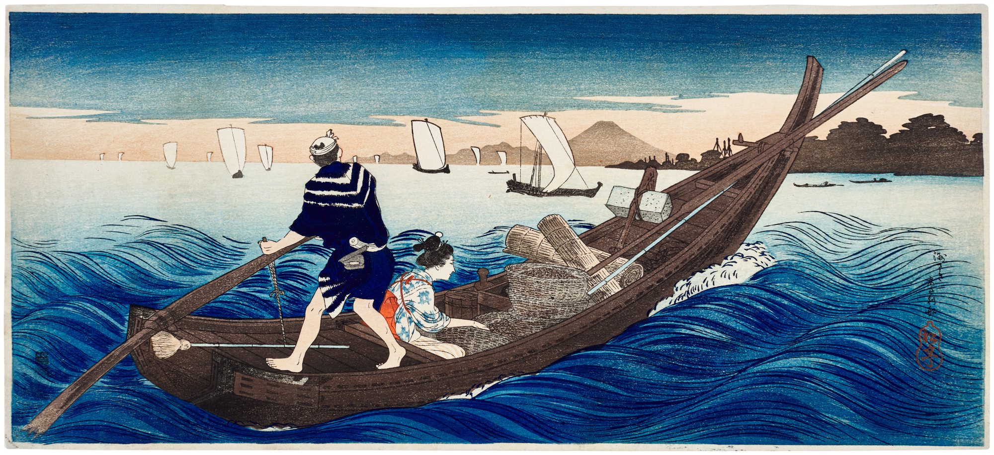 Takahashi Shotei (Hiroaki, 1871-1945) | Clam Fishing at Kawasaki ...