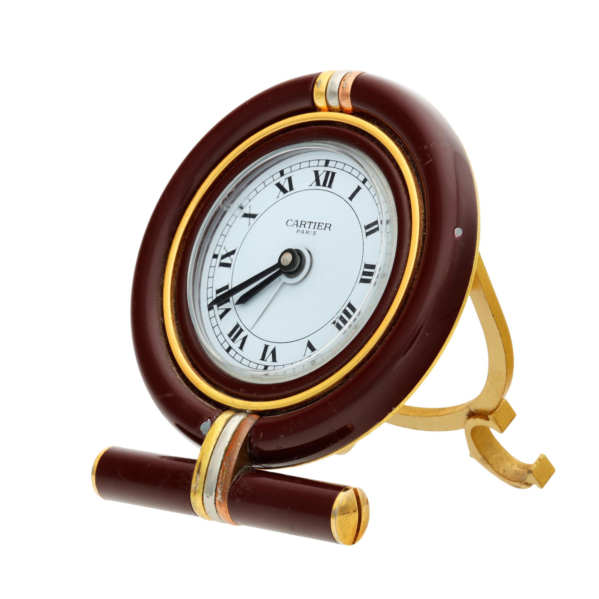 Reference 7522, A tri-color gold plated desk clock with alarm, Circa ...