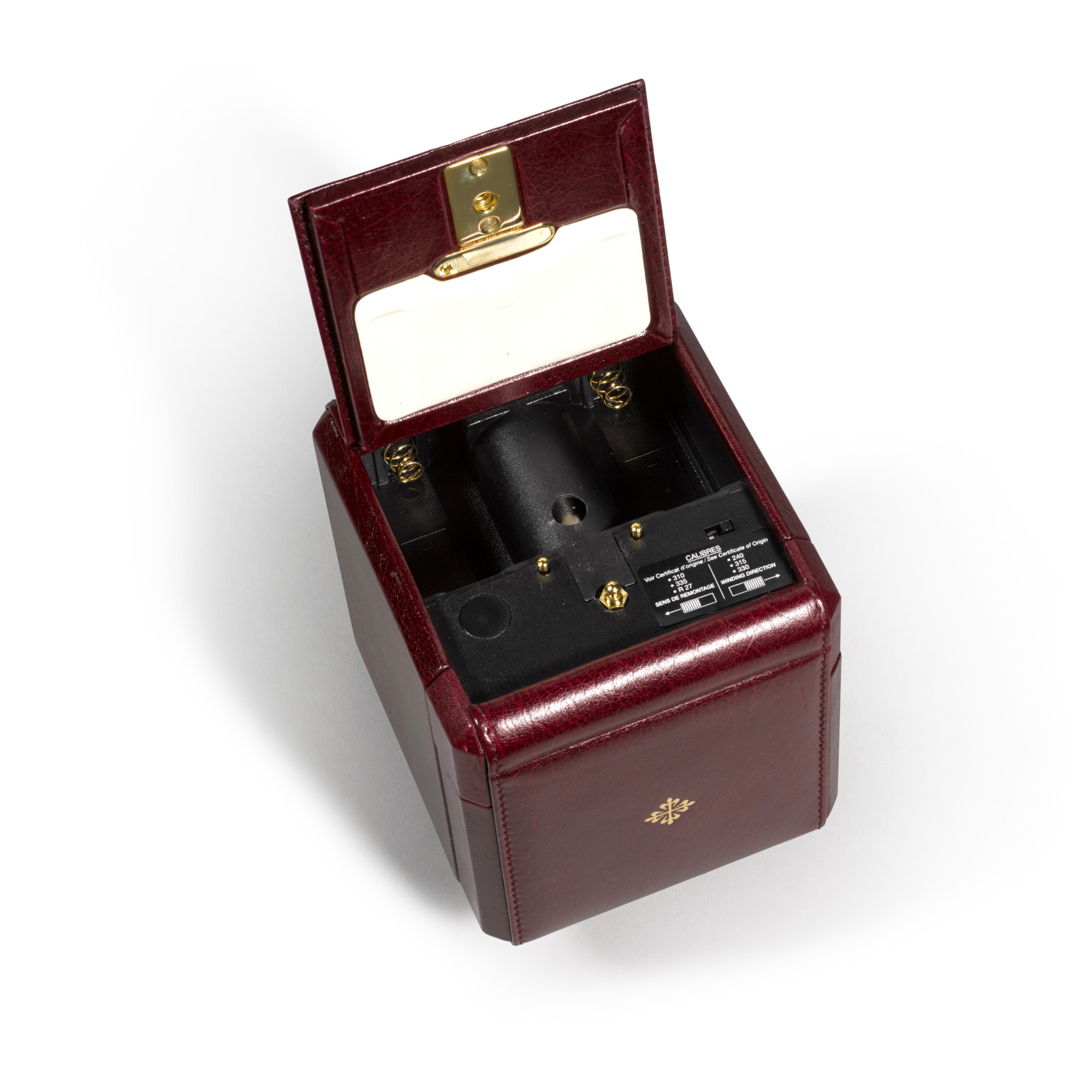 BURGANDY LEATHER WINDING PRESENTATION CASE WITH OUTER CARD BOX ...