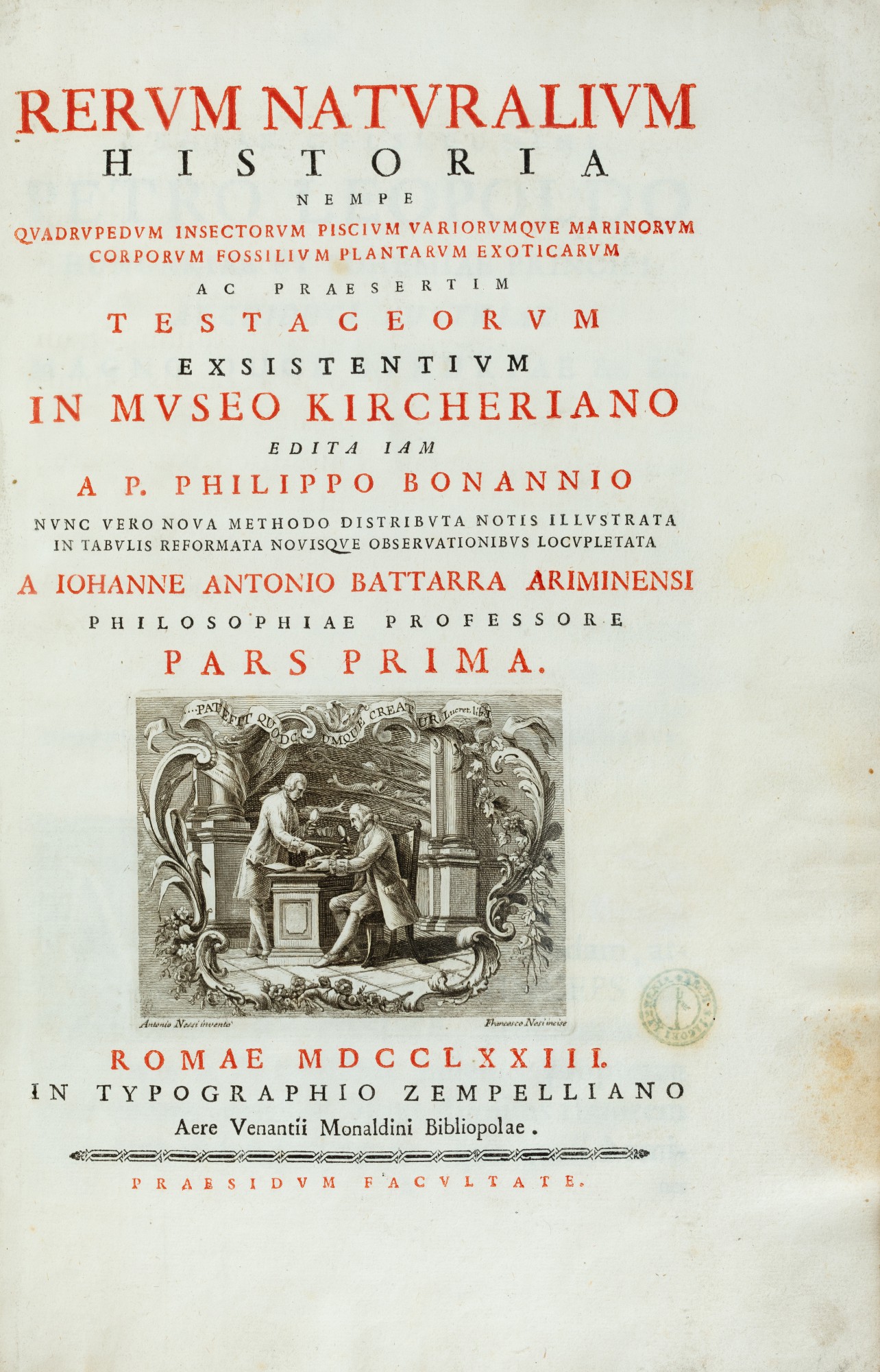 Rerum naturalium historia. Rome,1773-1782. 2 vol. in-folio. Vélin de l ...