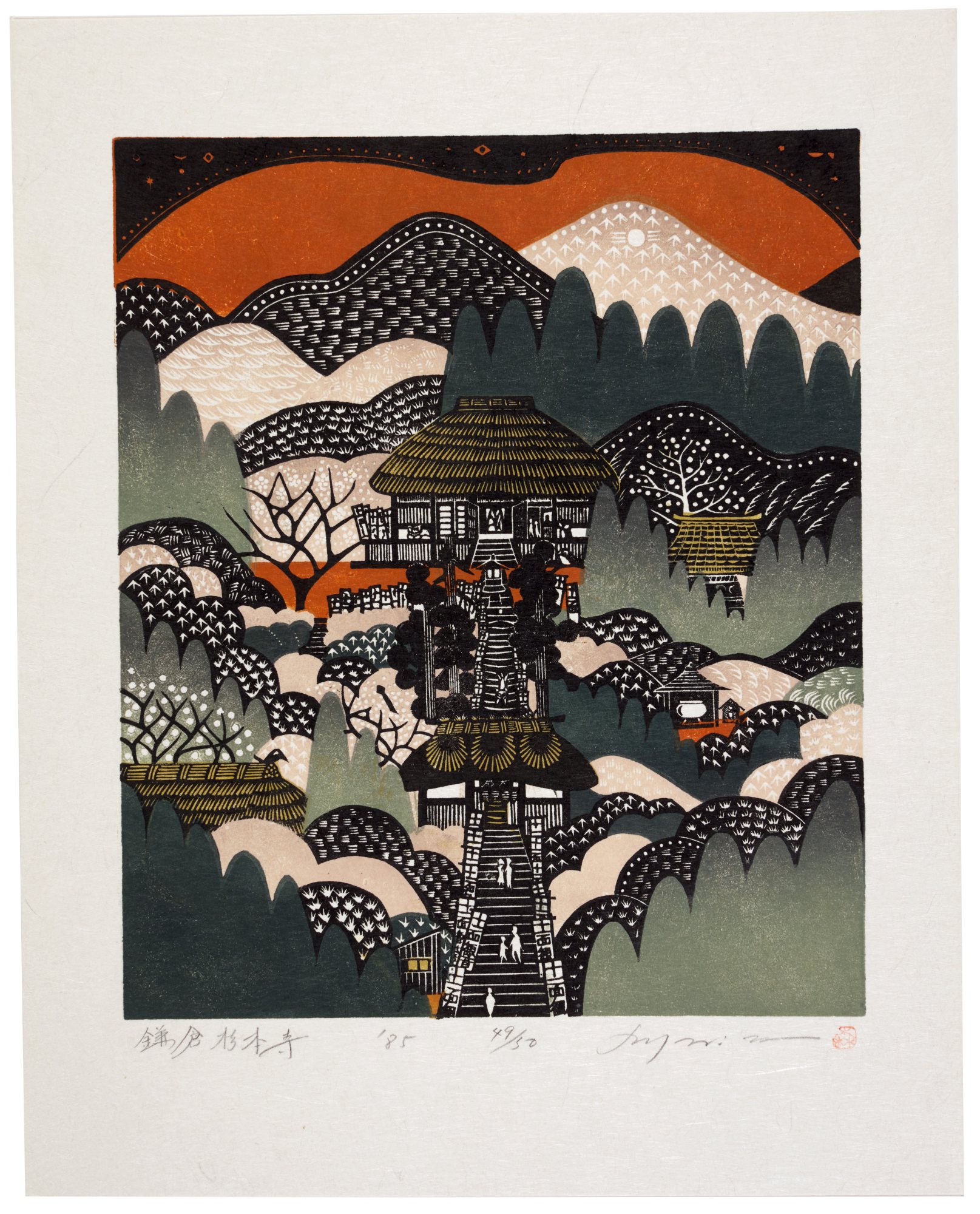 Various | Six woodblock prints and an etching | Meiji - Showa period ...
