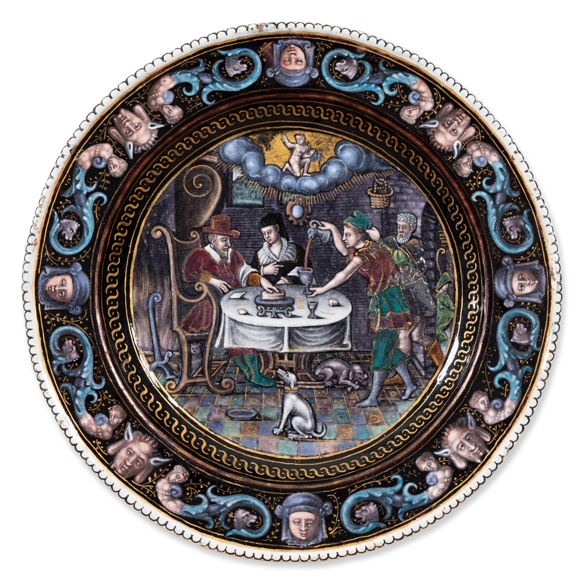 A Limoges polychrome painted enamel plate depicting the Month of ...