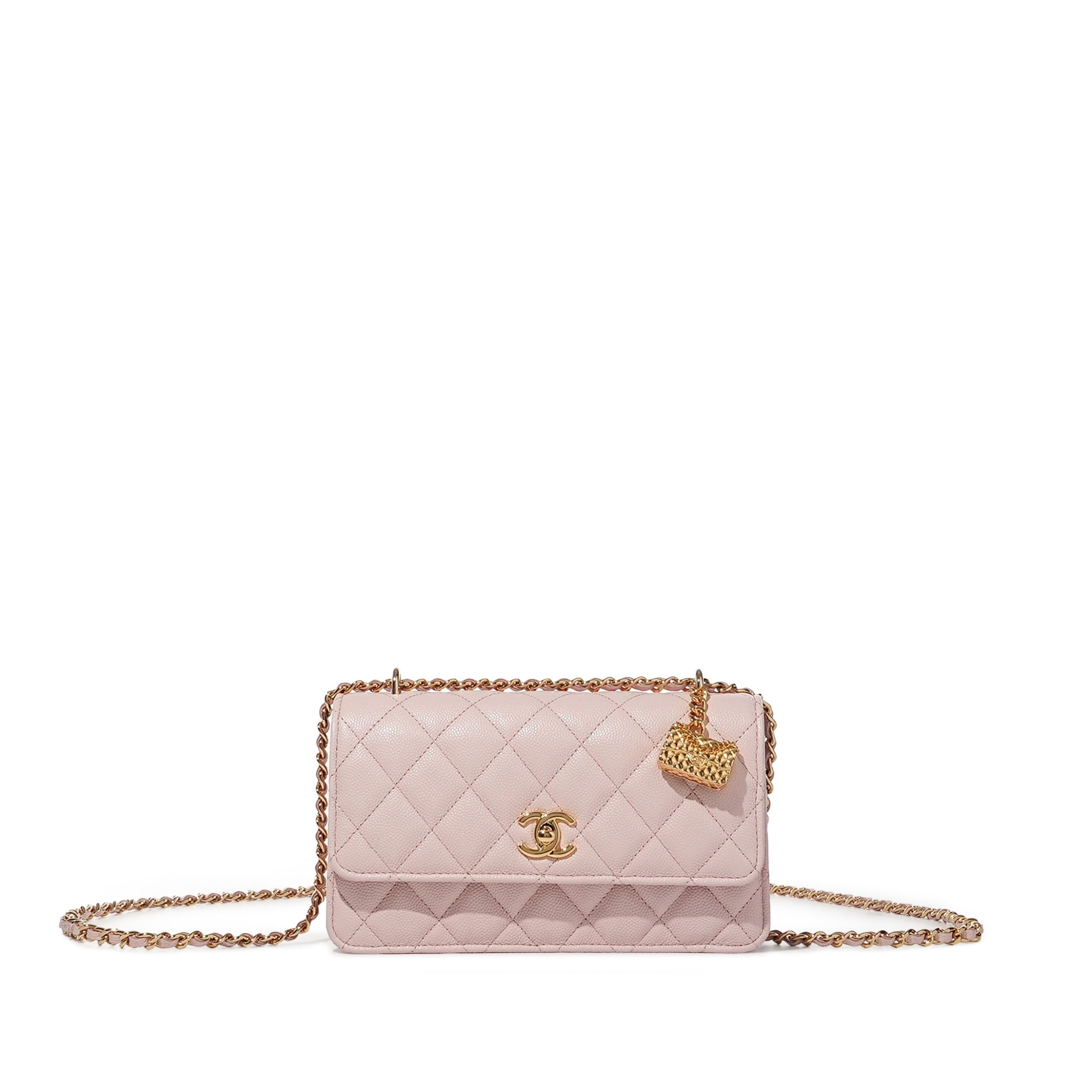 Chanel Baby Pink Quilted Caviar Clutch With Chain Gold Hardware ...
