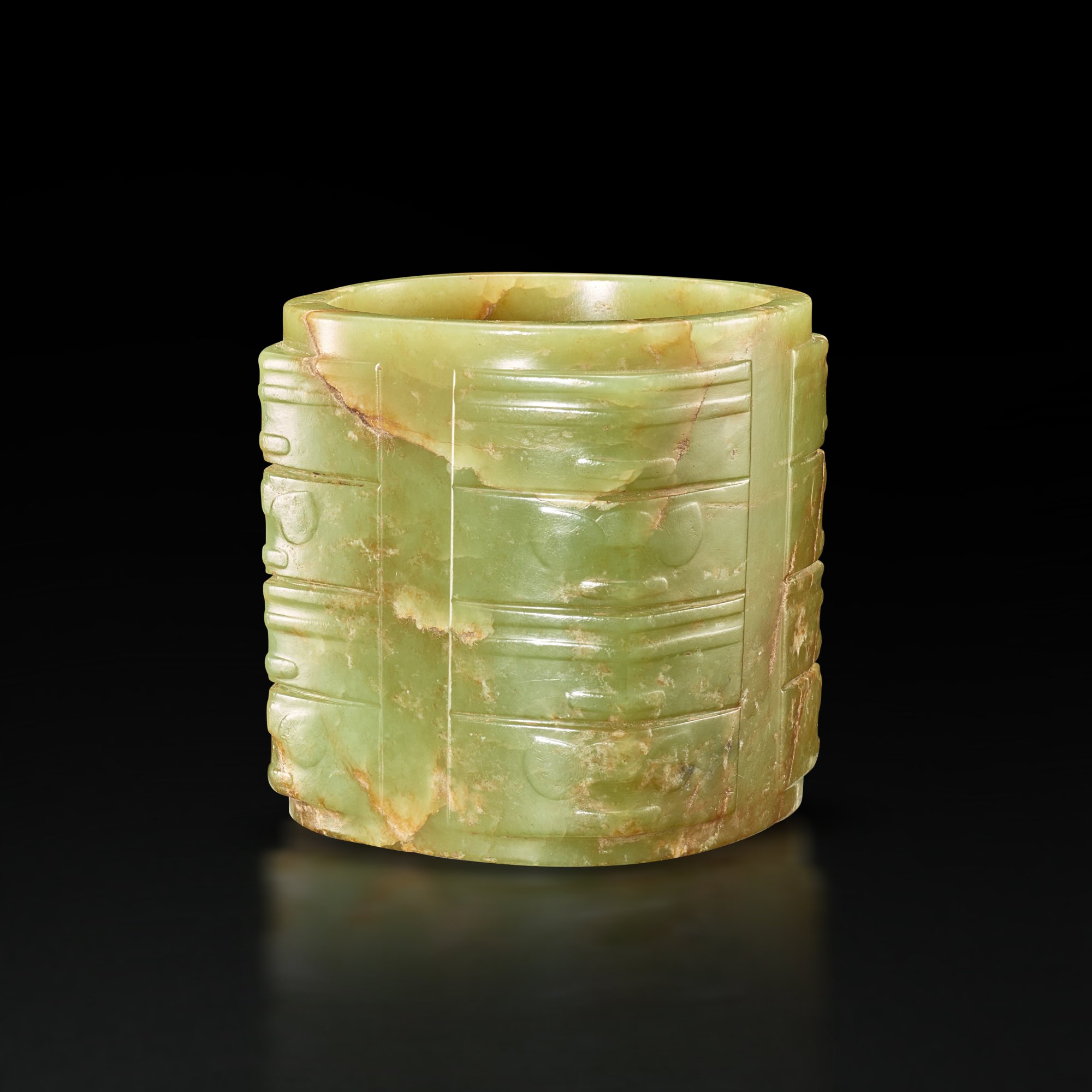 A yellowish-celadon jade cong, Neolithic period | 新石器時代 青玉琮 | Important ...