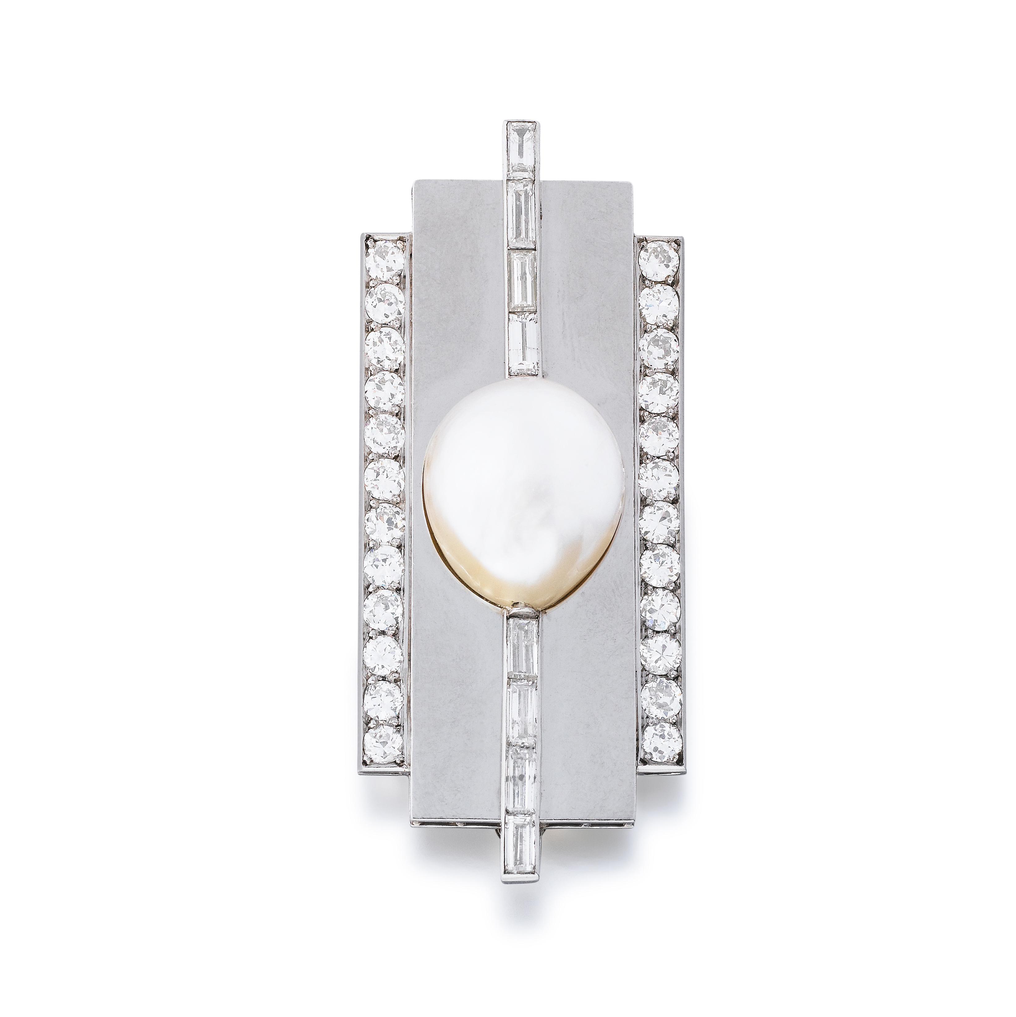 Broche perle fine et diamants | Natural pearl and diamond brooch | Fine ...
