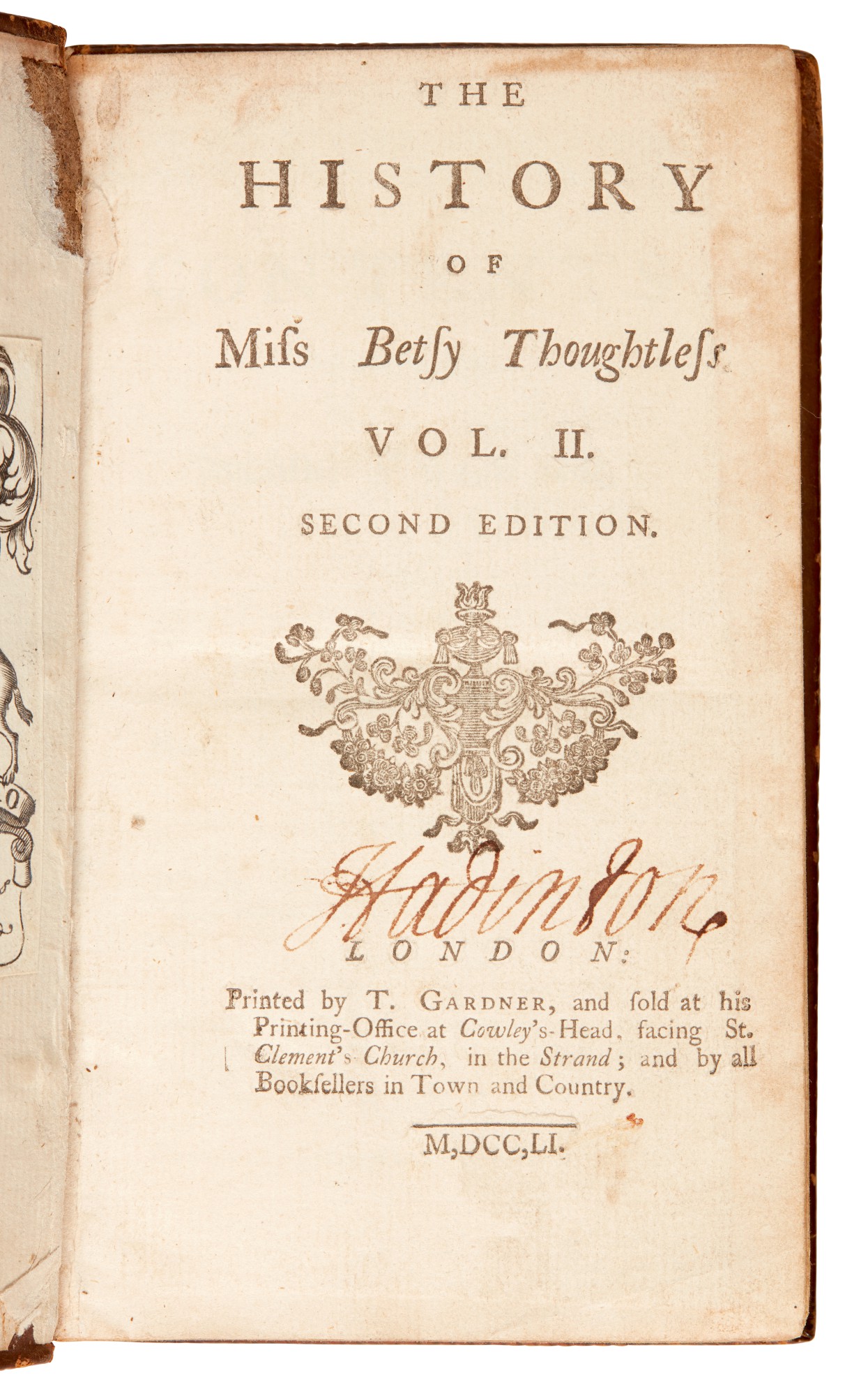 Haywood | The History of Miss Betsy Thoughtless, London, 1751-1772, 4 ...