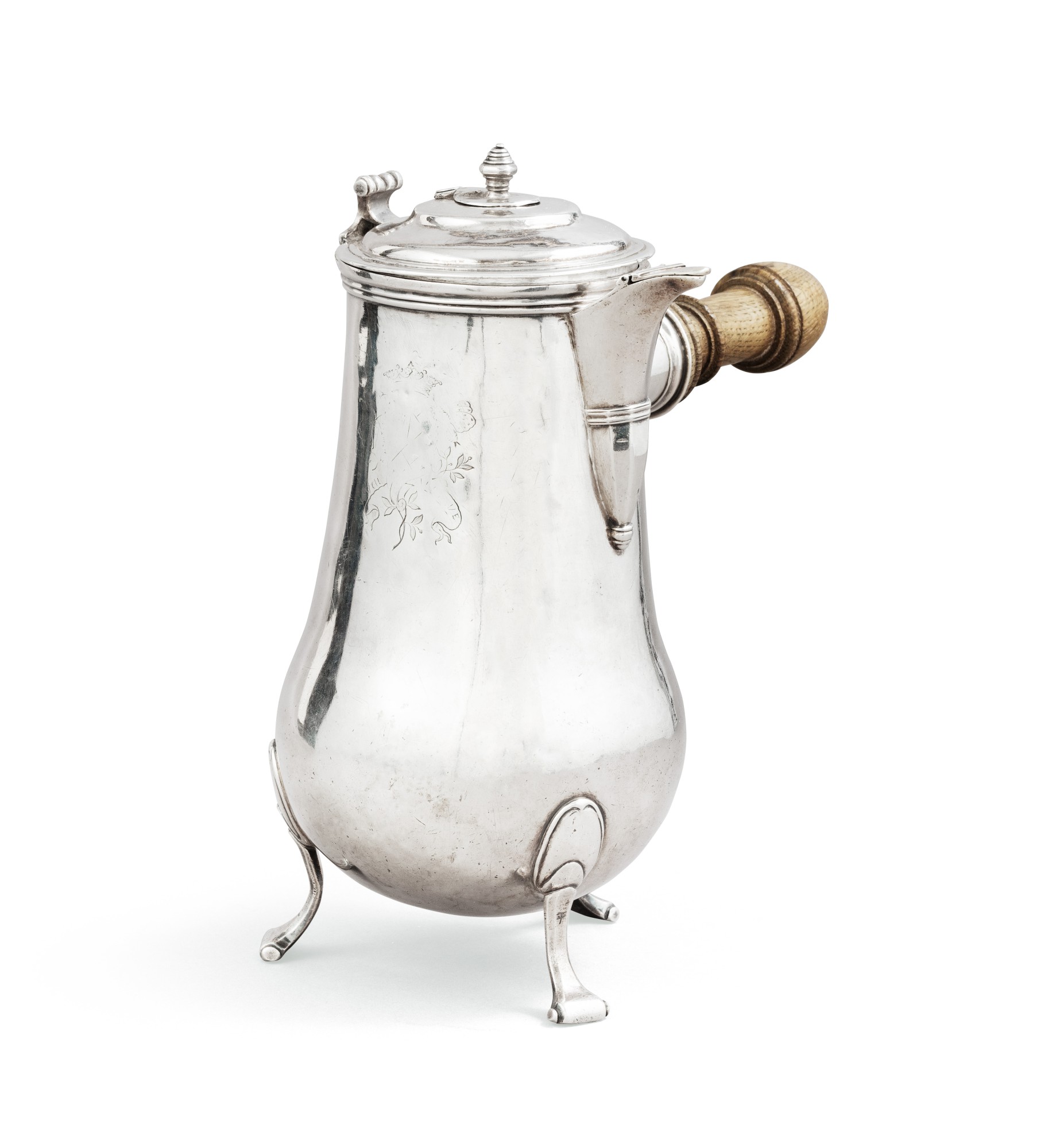 A French silver chocolate-pot, Rochefort, 1739-1741, maker's mark ...