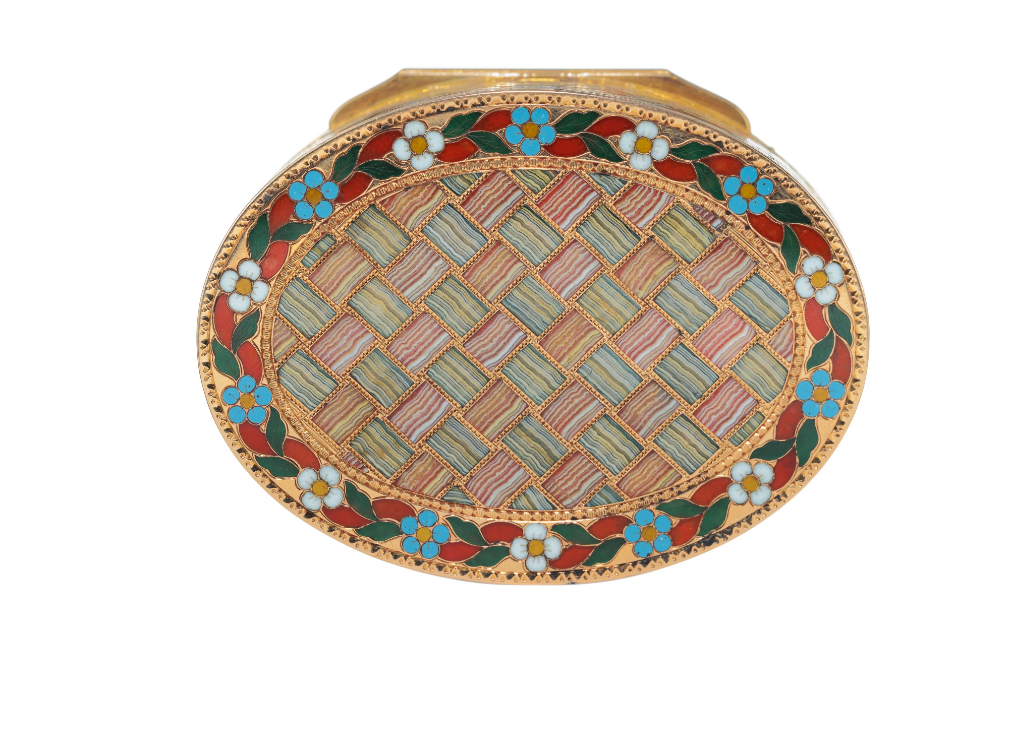 A petite jewelled gold and pietra dura snuff box, Johann Christian ...