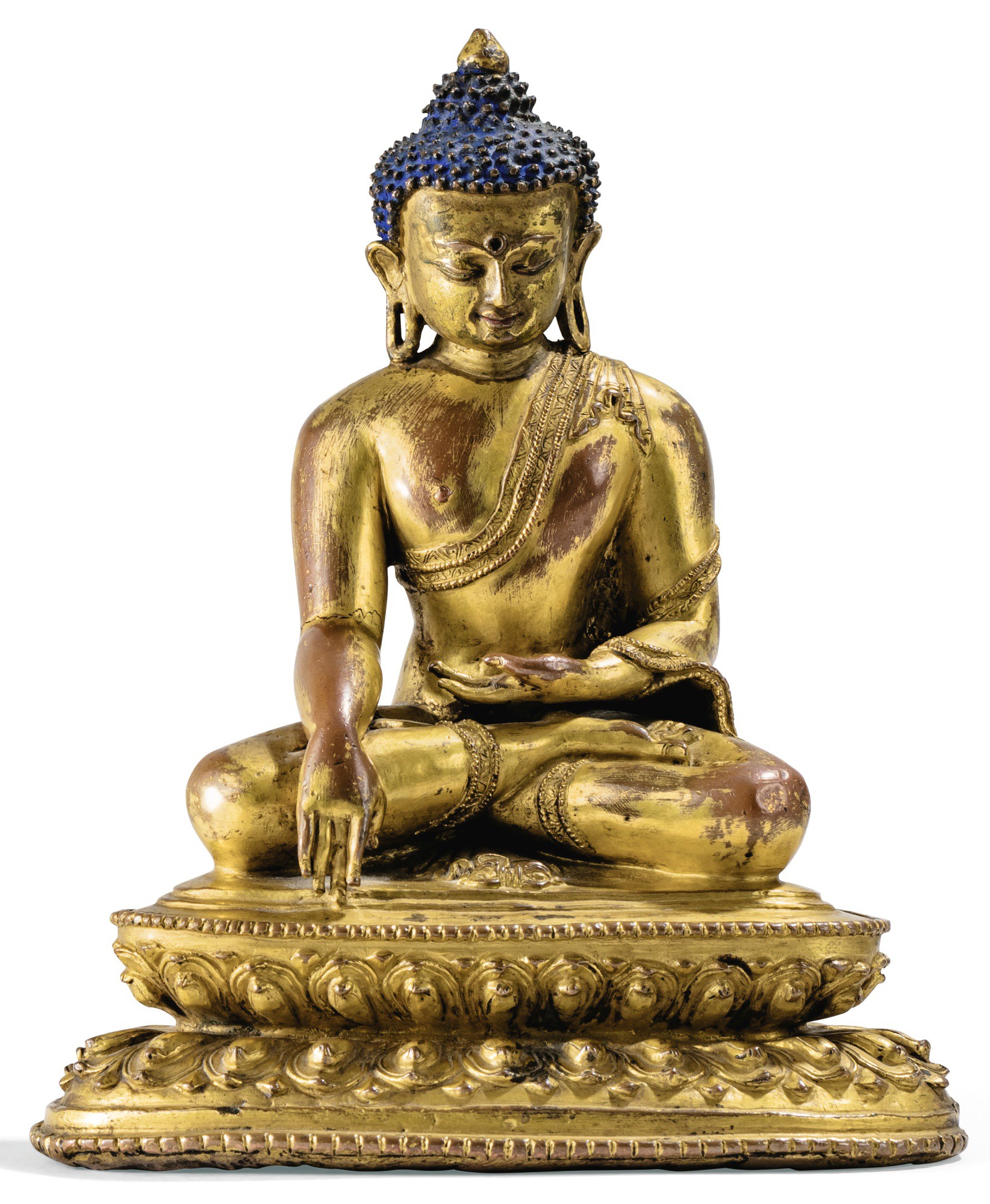 STATUETTE DE BOUDDHA SHAKYAMUNI EN ALLIAGE DE CUIVRE DORÉ TIBET, DÉBUT DU XVE SIÈCLE | 西藏 十五世紀早期 ...