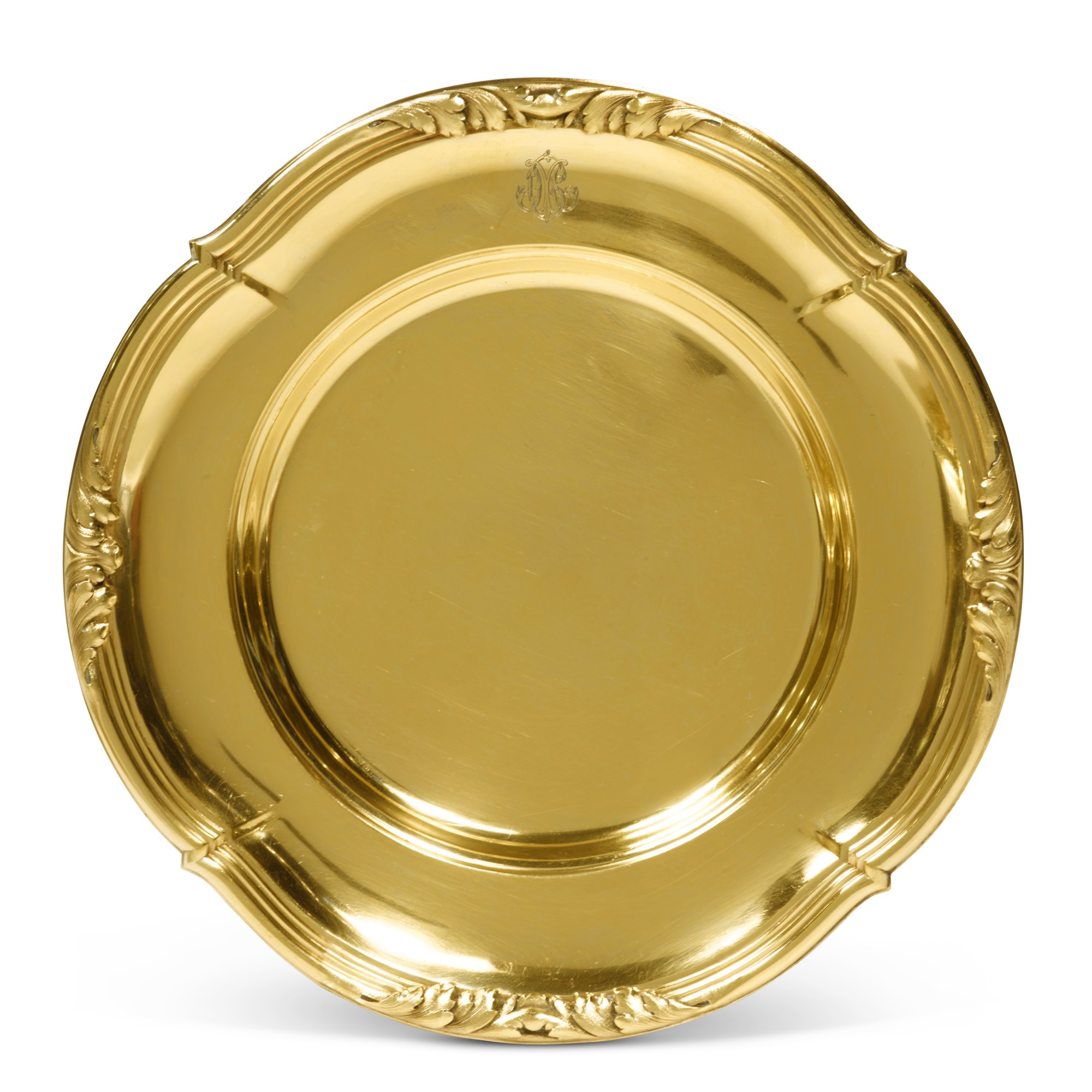 A Set of Eighteen French Silver-Gilt Plates and Four Matching Stands ...