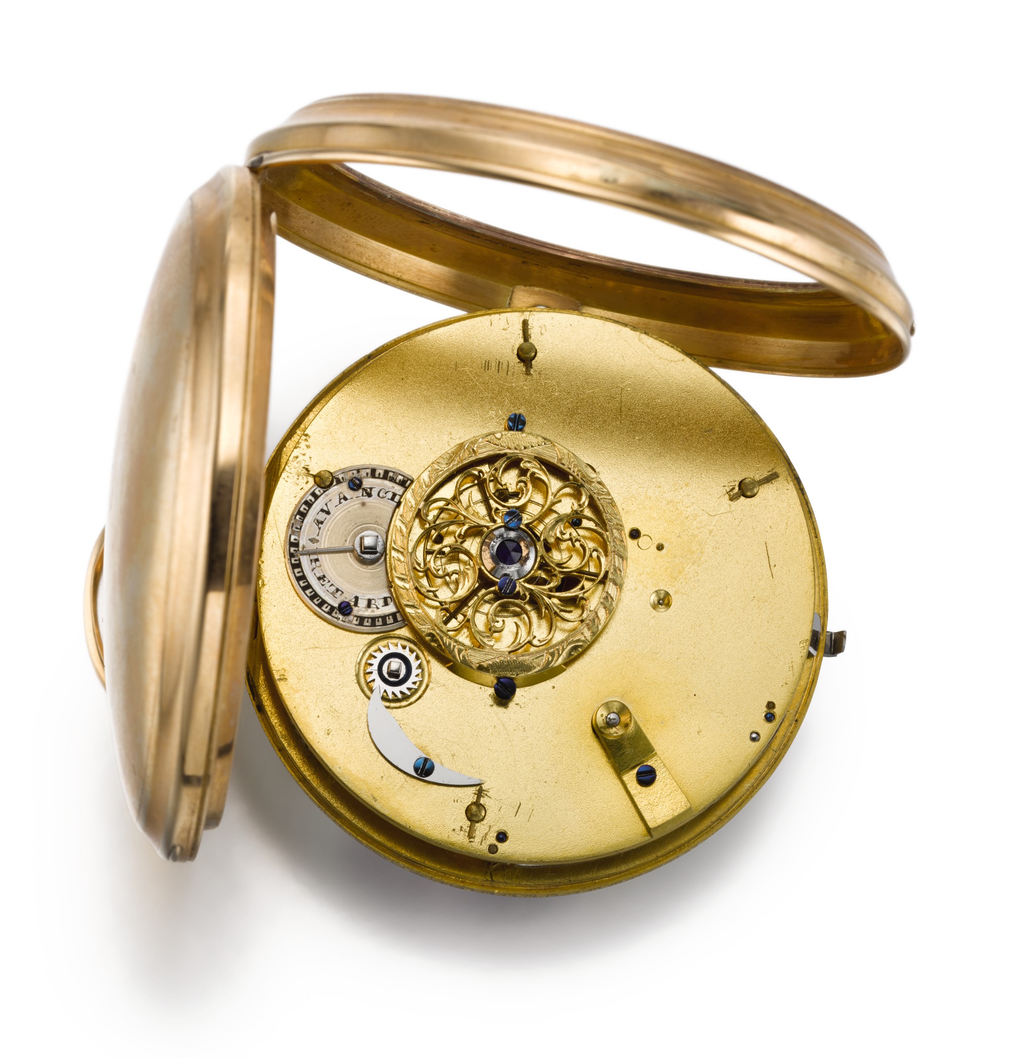 A GOLD AND ENAMEL WATCH WITH SIMPLE AUTOMATON AND DATE CIRCA 1800 [法國製 ...