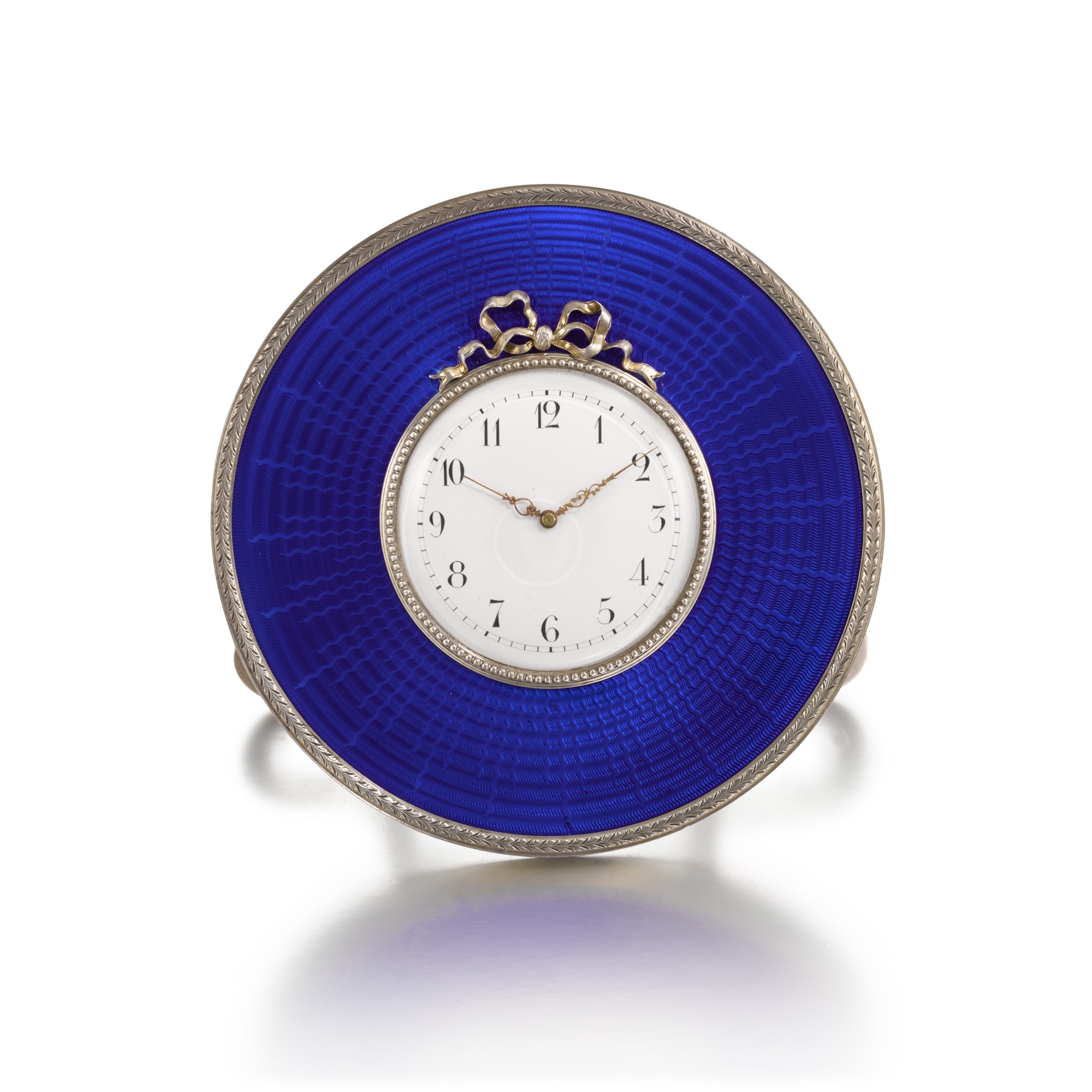 A Fabergé silver and enamel desk clock, workmaster Michael Perkhin, St ...