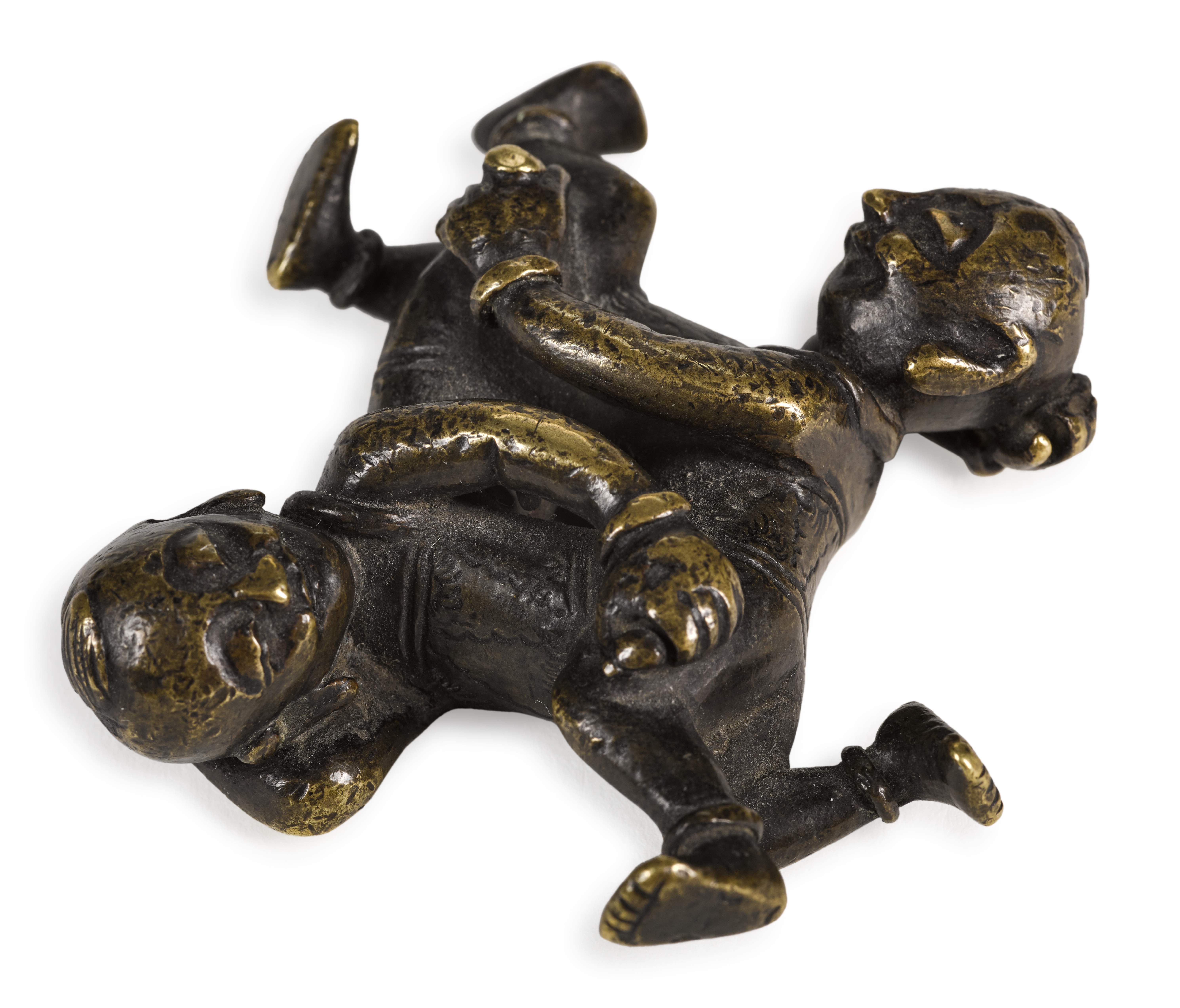 A BRONZE ‘HEHE ERXIAN’ PAPER WEIGHT | 18TH CENTURY | 清十八世紀 銅和合二仙鎮紙 | A ...