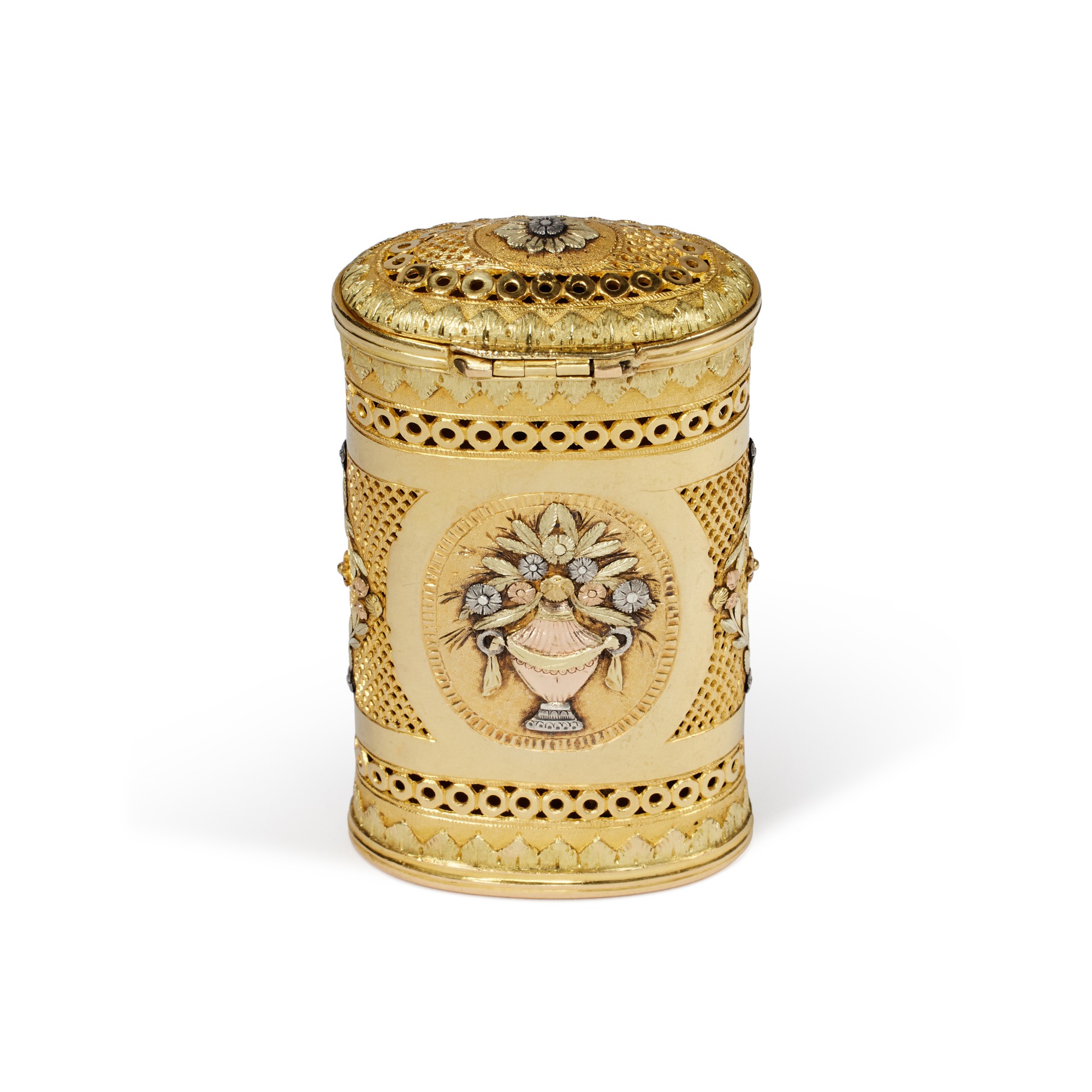 A Mexican Vari-Color Gold Cheroot Case, Probably Mexico City, Circa ...