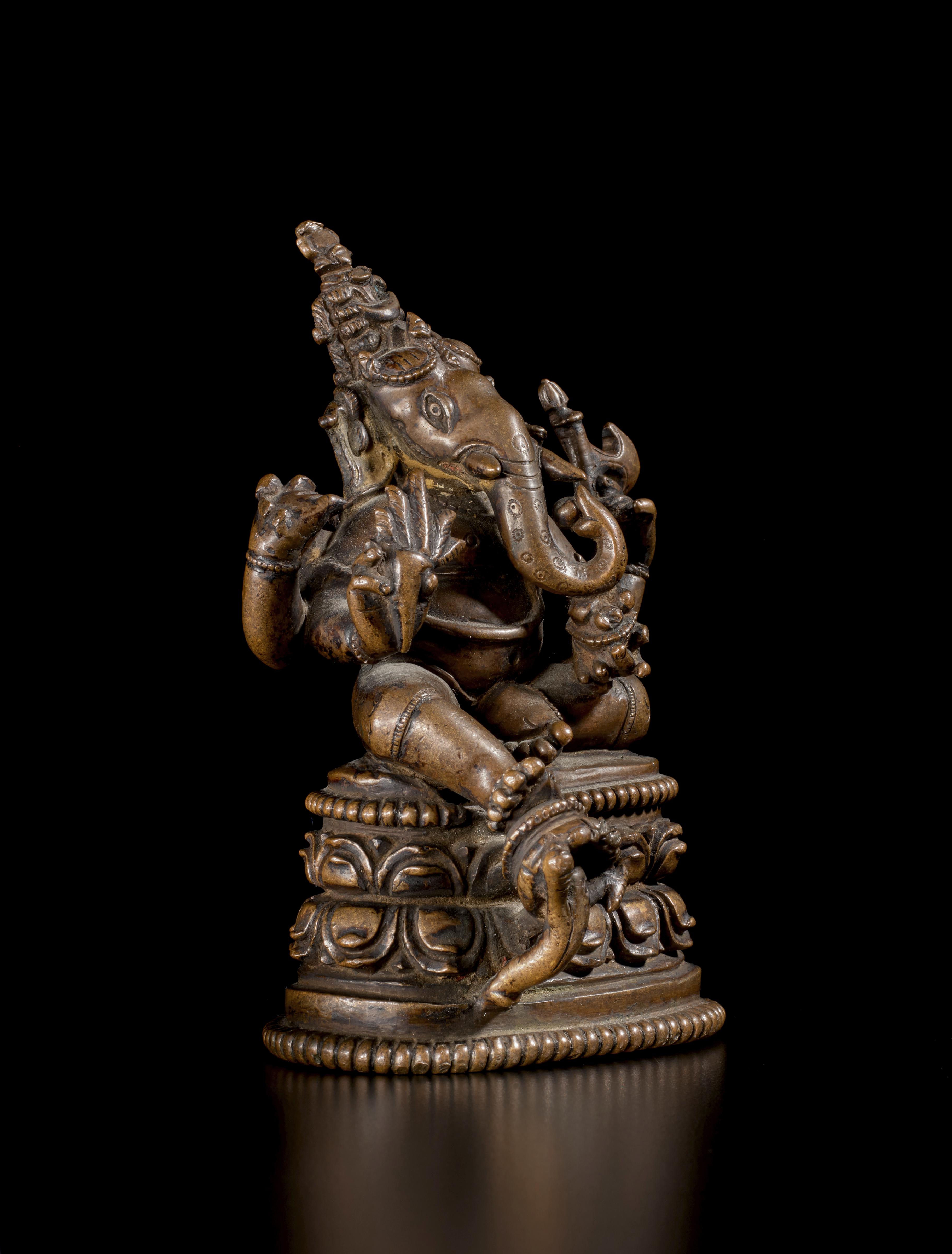 A copper alloy figure of Ganesha, Eastern India, Pala period, circa ...