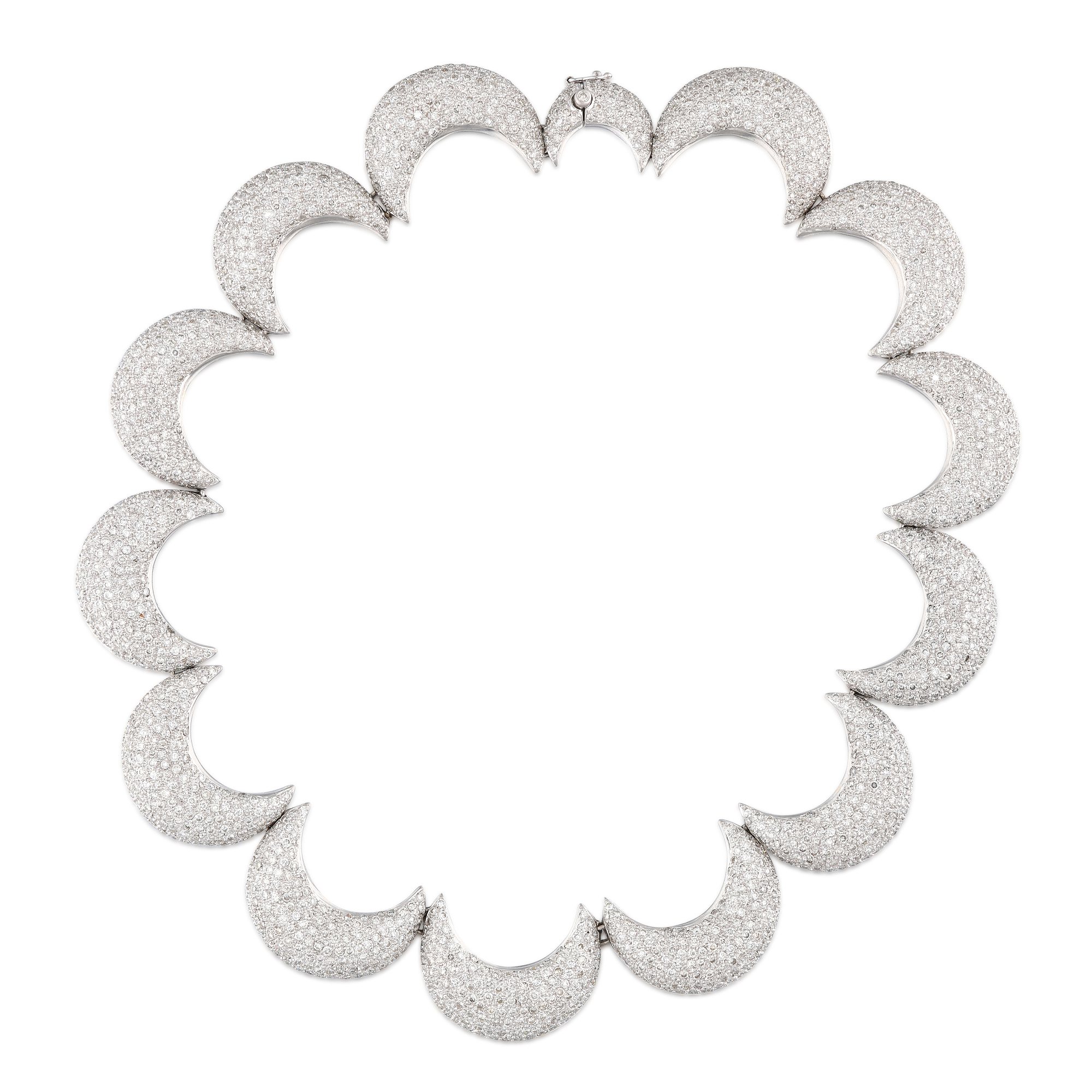 Platinum And Diamond Moon Design Collar Necklace Available For ...