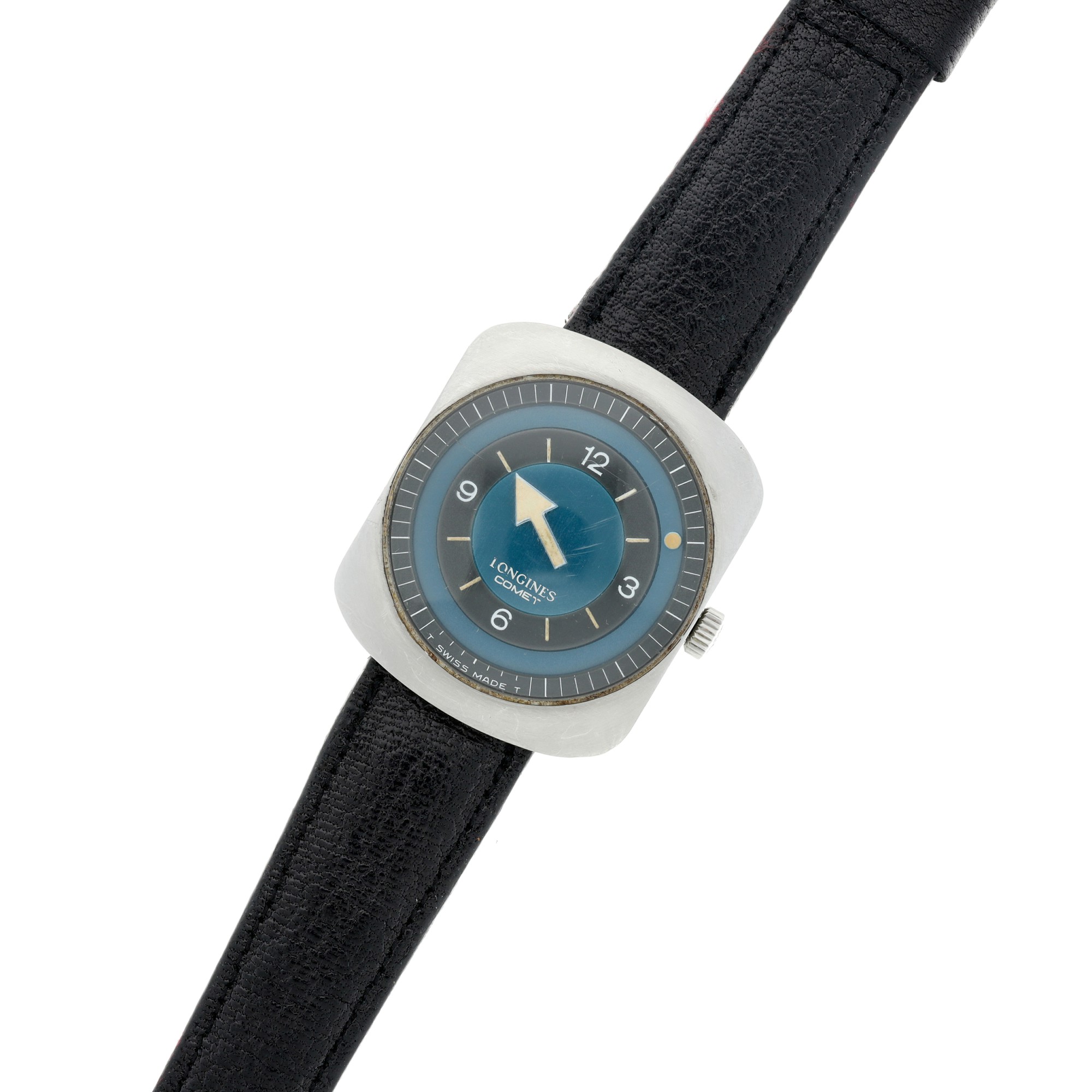 Reference 8475 Comet A stainless steel cushion shaped wristwatch with ...