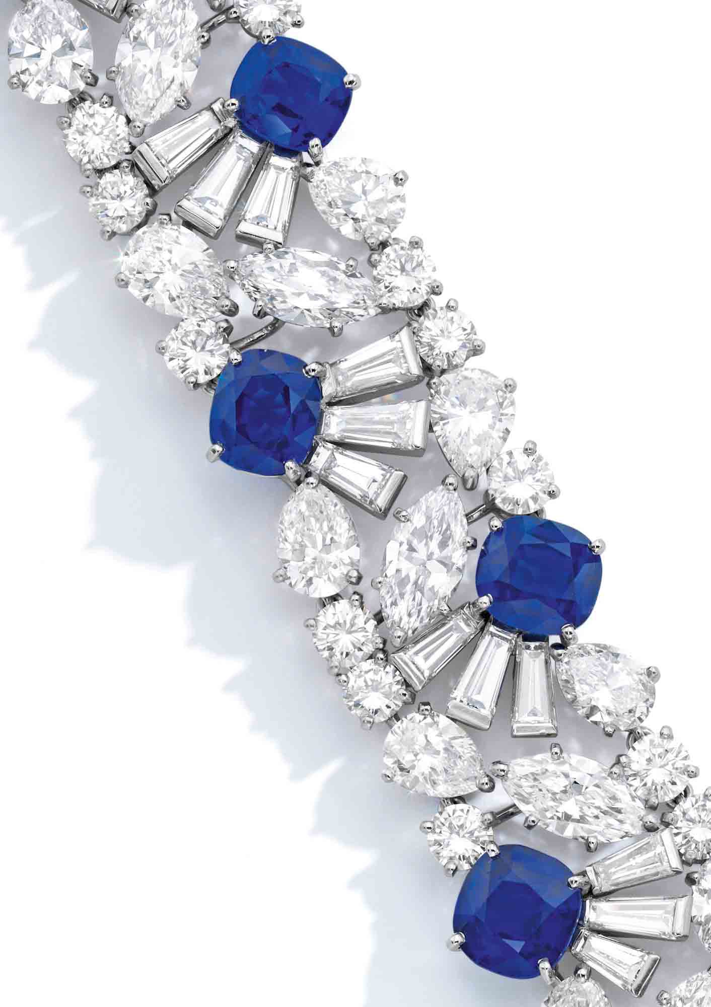 Cartier [卡地亞] | An Attractive Sapphire and Diamond Bracelet [藍寶石配鑽石手鏈 ...