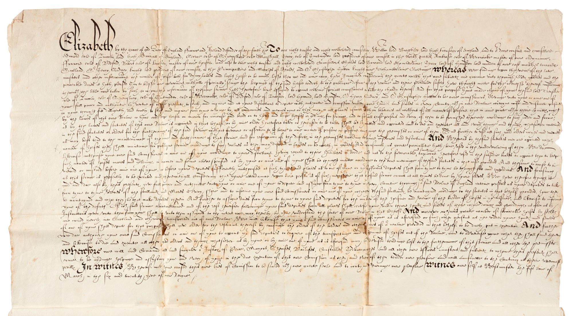 Queen Elizabeth I--Privy Council | Letters patent, signed, encouraging ...