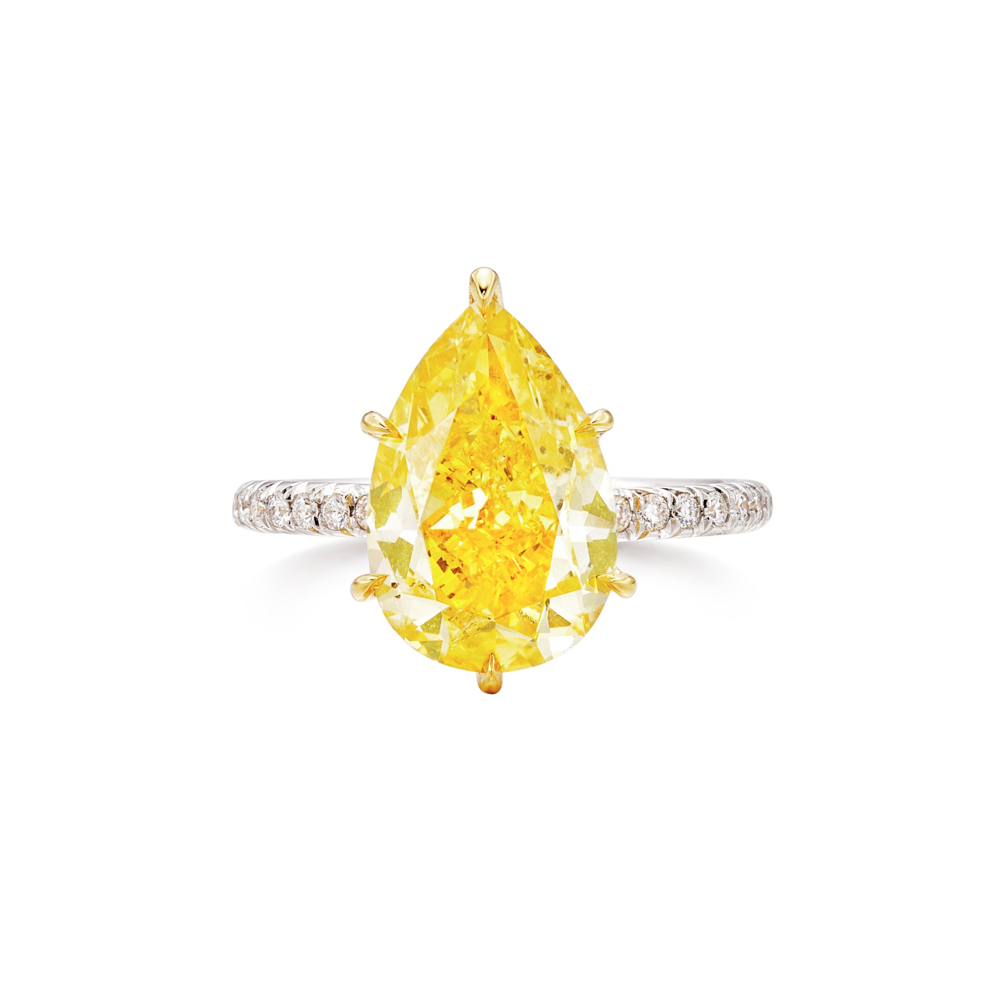 Fancy Vivid Yellow Diamond Ring | 5.86克拉 艷彩黃色鑽石 配 鑽石 戒指 | Magnificent ...
