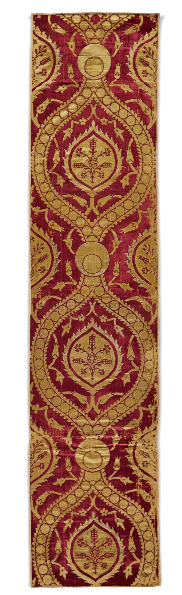 An Ottoman voided silk velvet and metal-thread panel with floral ...