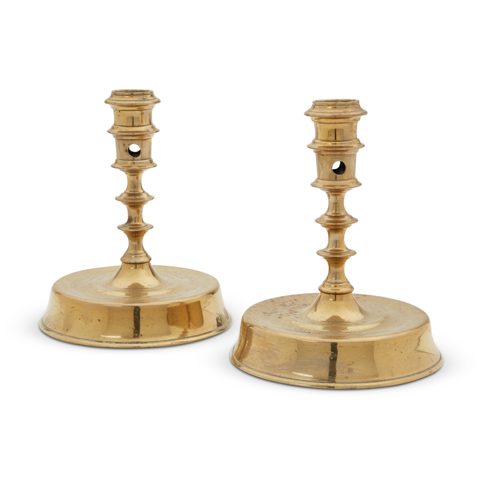 Fine and Rare Pair of Northwestern European Cast Brass Double-Knop ...