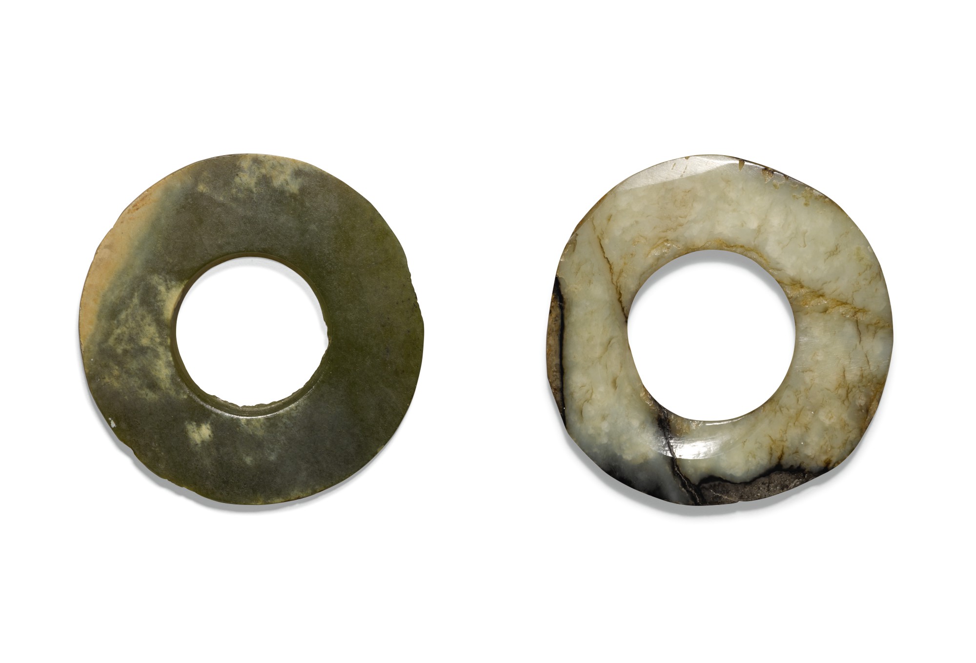 TWO JADE RINGS, HUAN, PROBABLY NEOLITHIC PERIOD | 或新石器時代 玉環一組兩件 ...