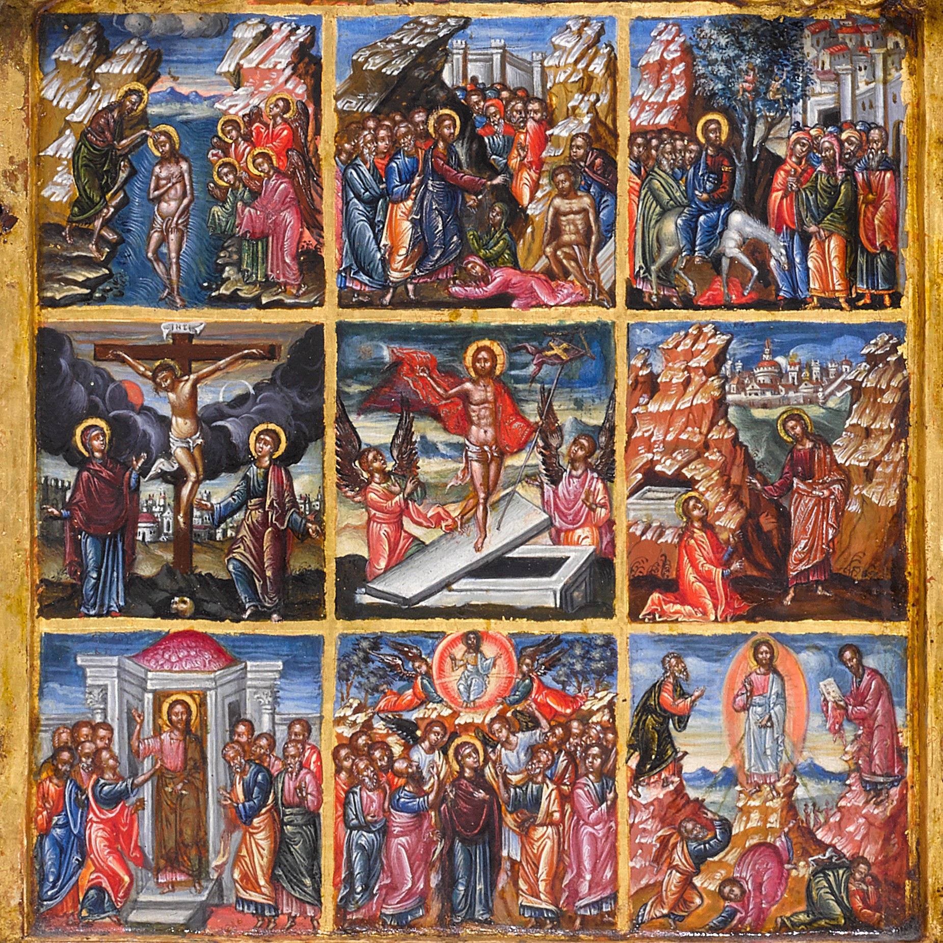 A finely painted and unusual triptych in the Cretan style, possibly St ...