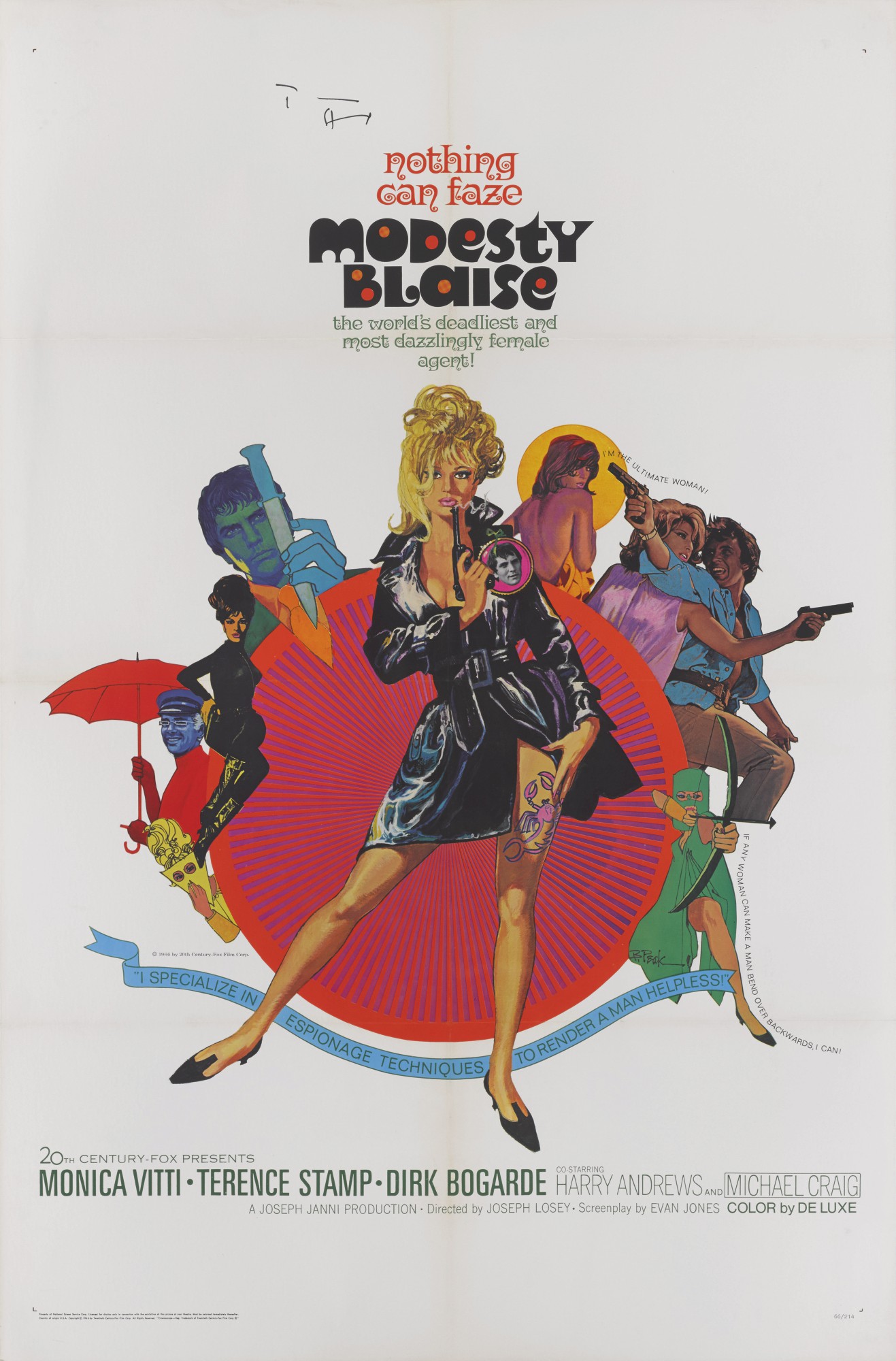 MODESTY BLAISE (1966) POSTER, US, SIGNED BY TERENCE STAMP | Original ...