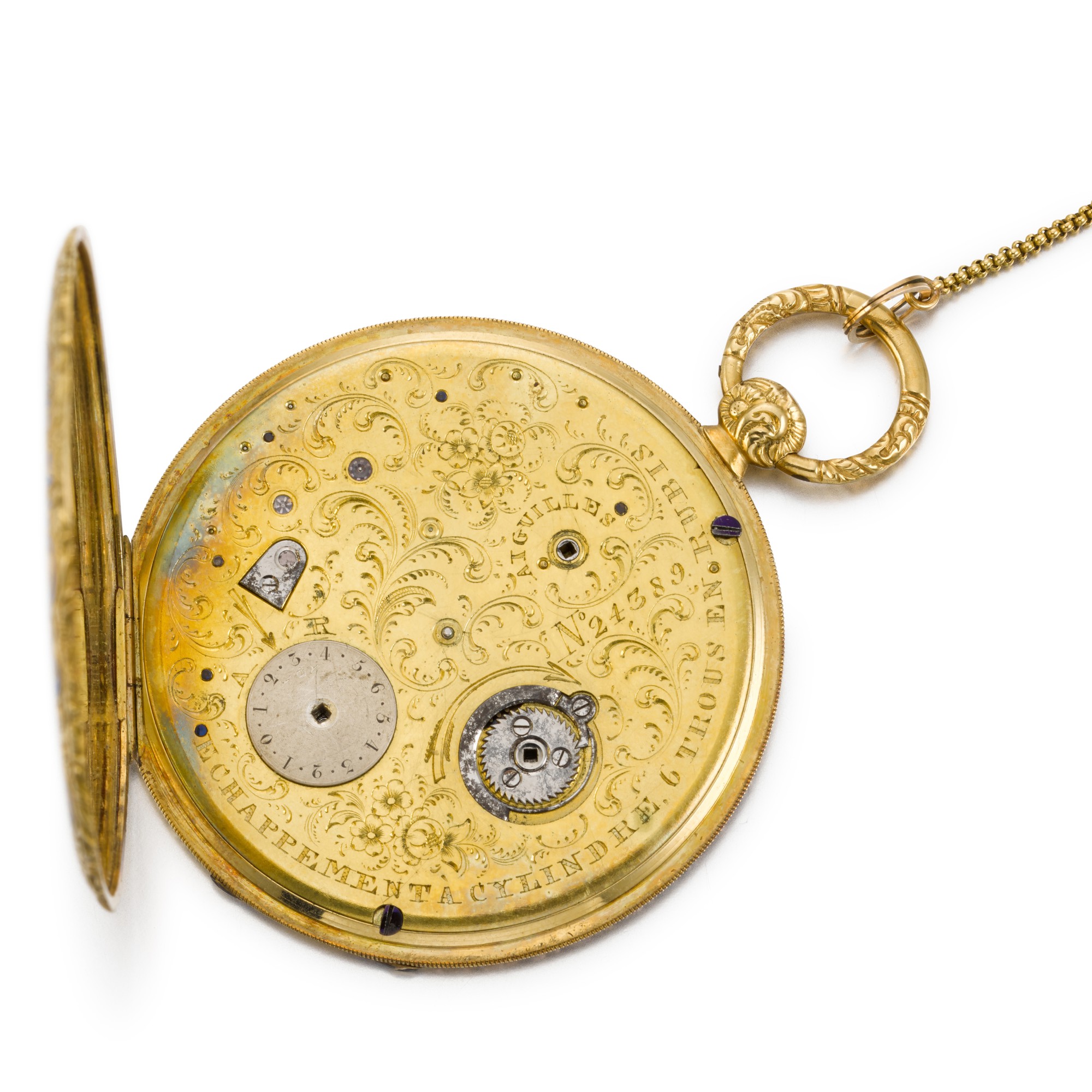 GOLD AND ENAMEL ULTRA SLIM BAGNOLET WATCH CIRCA 1850 NO. 24389 ...
