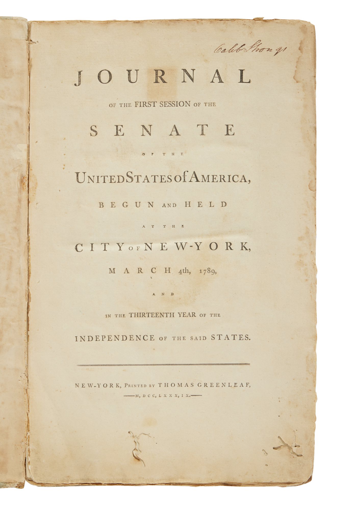 United States Senate (Bill of Rights) | The first Journal of the Senate ...