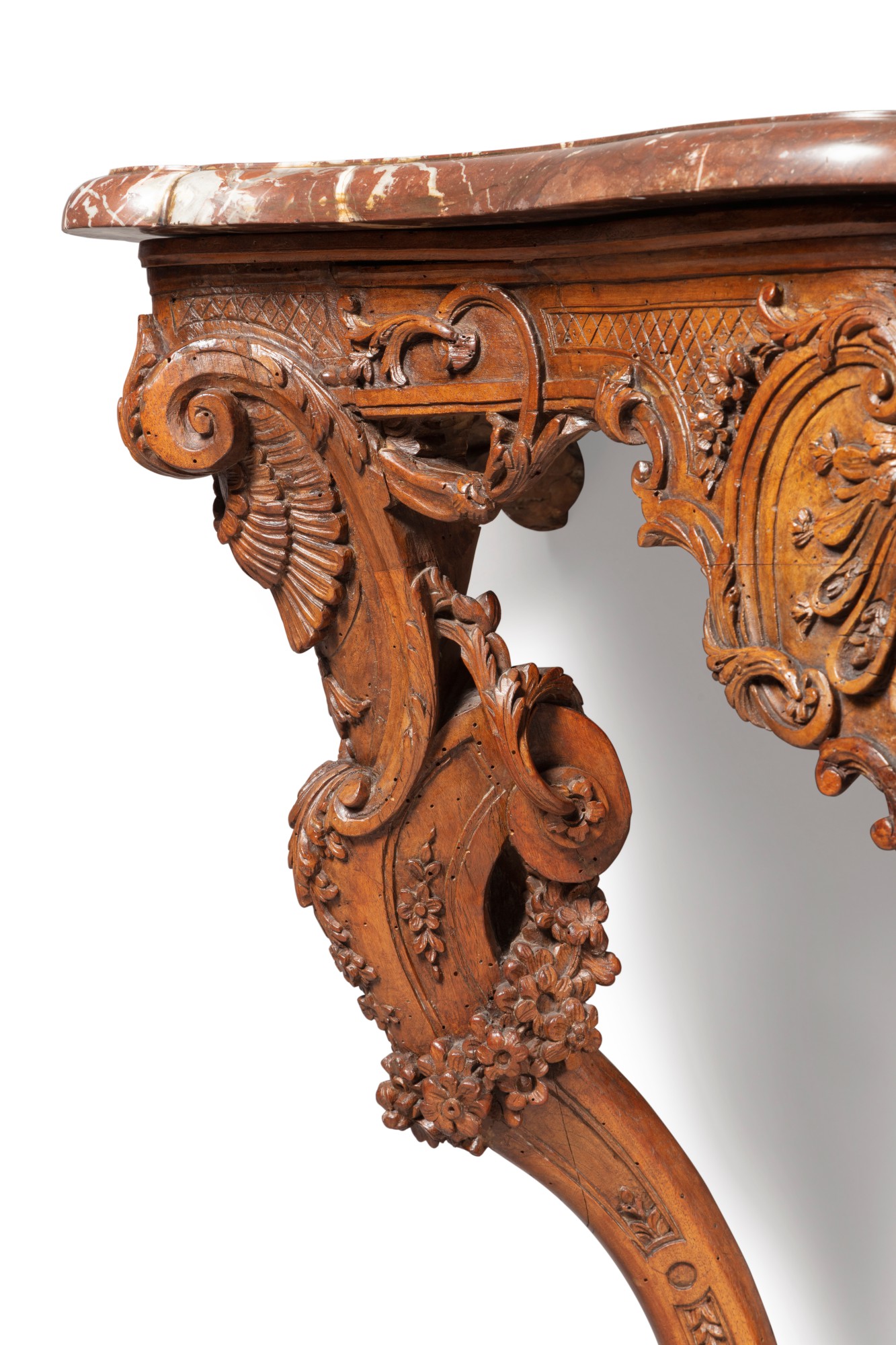 A rococo carved walnut console, German, probably Würzburg, mid 18th ...