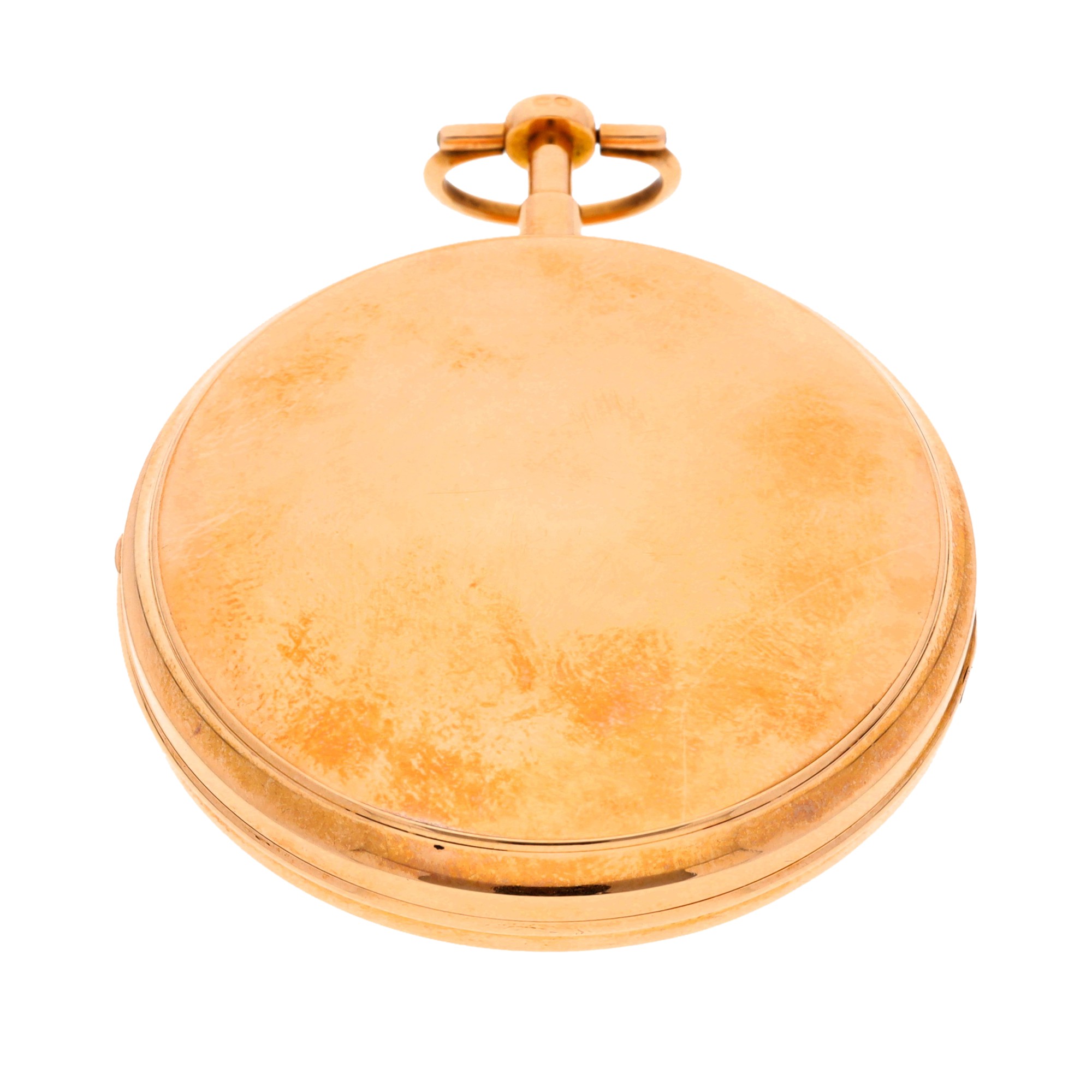 A gold pocket chronometer with centre seconds, day and date indication ...