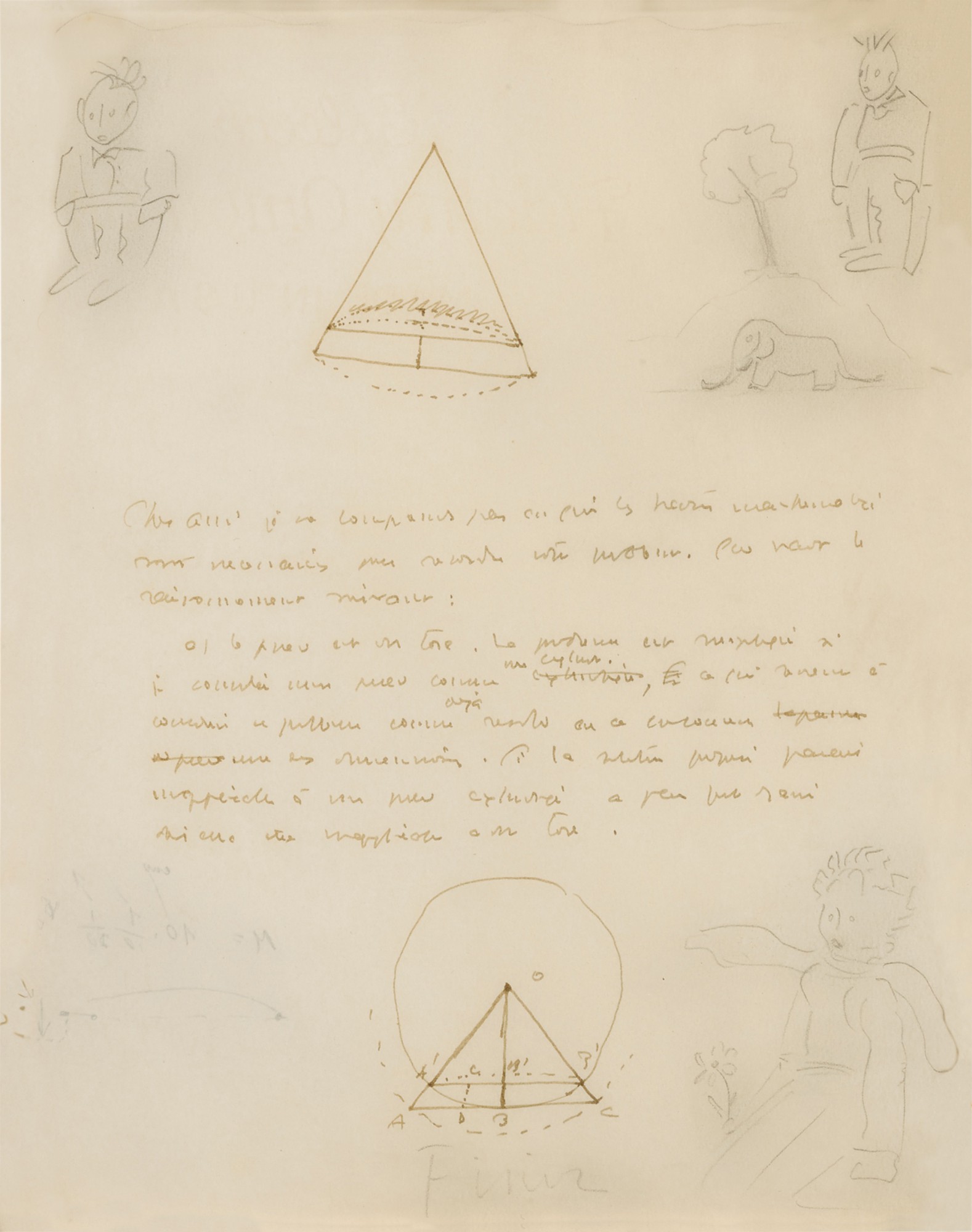 Saint-Exupéry, Antoine de | Three original pencil sketches of the ...