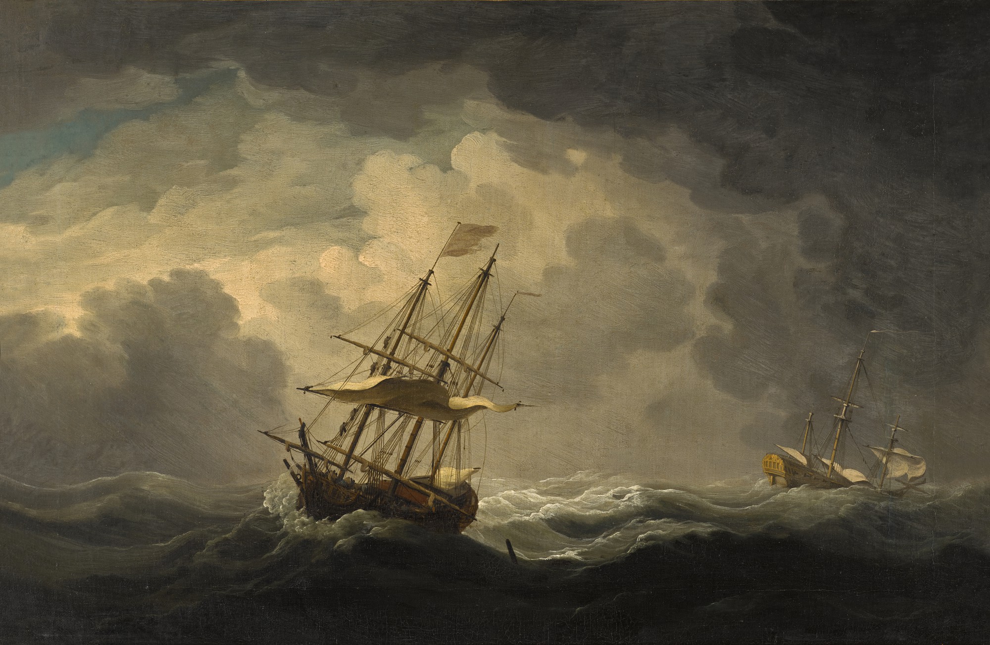 CHARLES BROOKING | TWO MEN-OF-WAR IN A GALE | Old Master Paintings ...