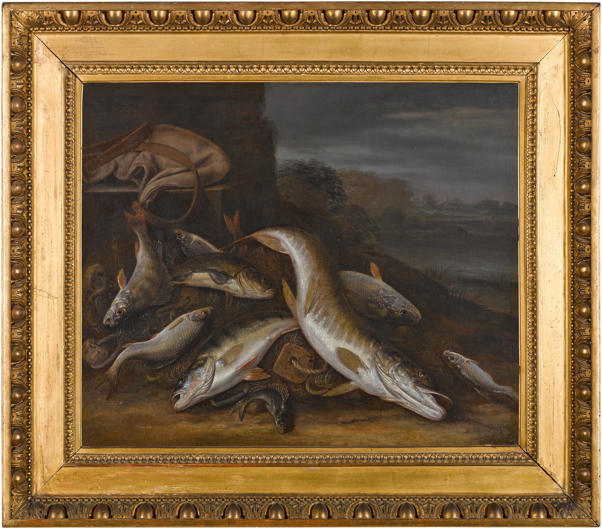 JACOB GILLIG | STILL LIFE OF FISH IN A LANDSCAPE | Old Master Paintings ...