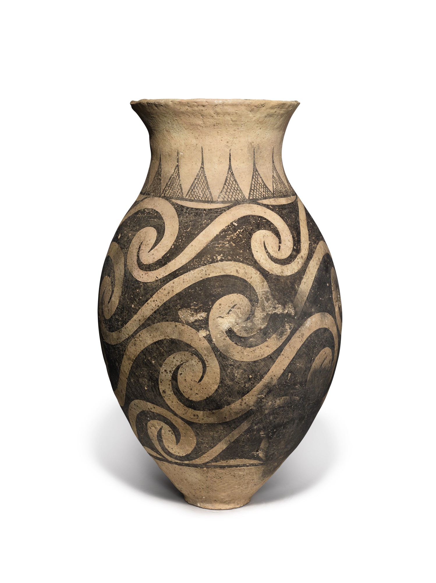 A rare large painted pottery jar, Neolithic period, late 2nd millennium ...