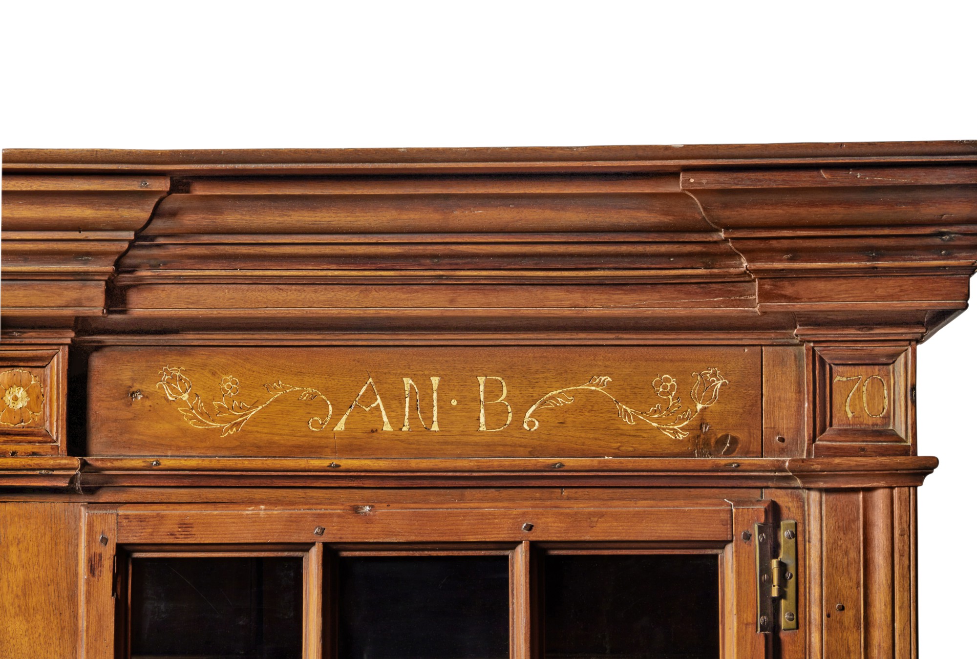 Very Fine and Rare Chippendale Sulfur-Inlaid Walnut Stepback Cupboard ...