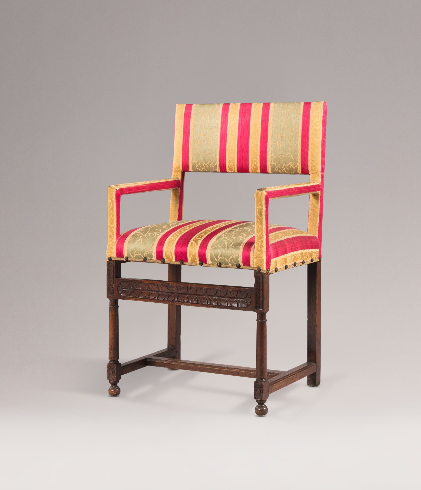 A turned and carved walnut flat-back armchair, France, second half of ...