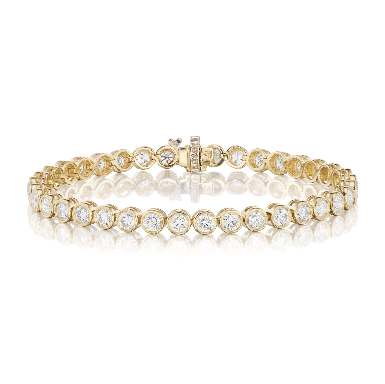 Gold And 3.90ct Bezel Set Diamond Tennis Bracelet Available For ...
