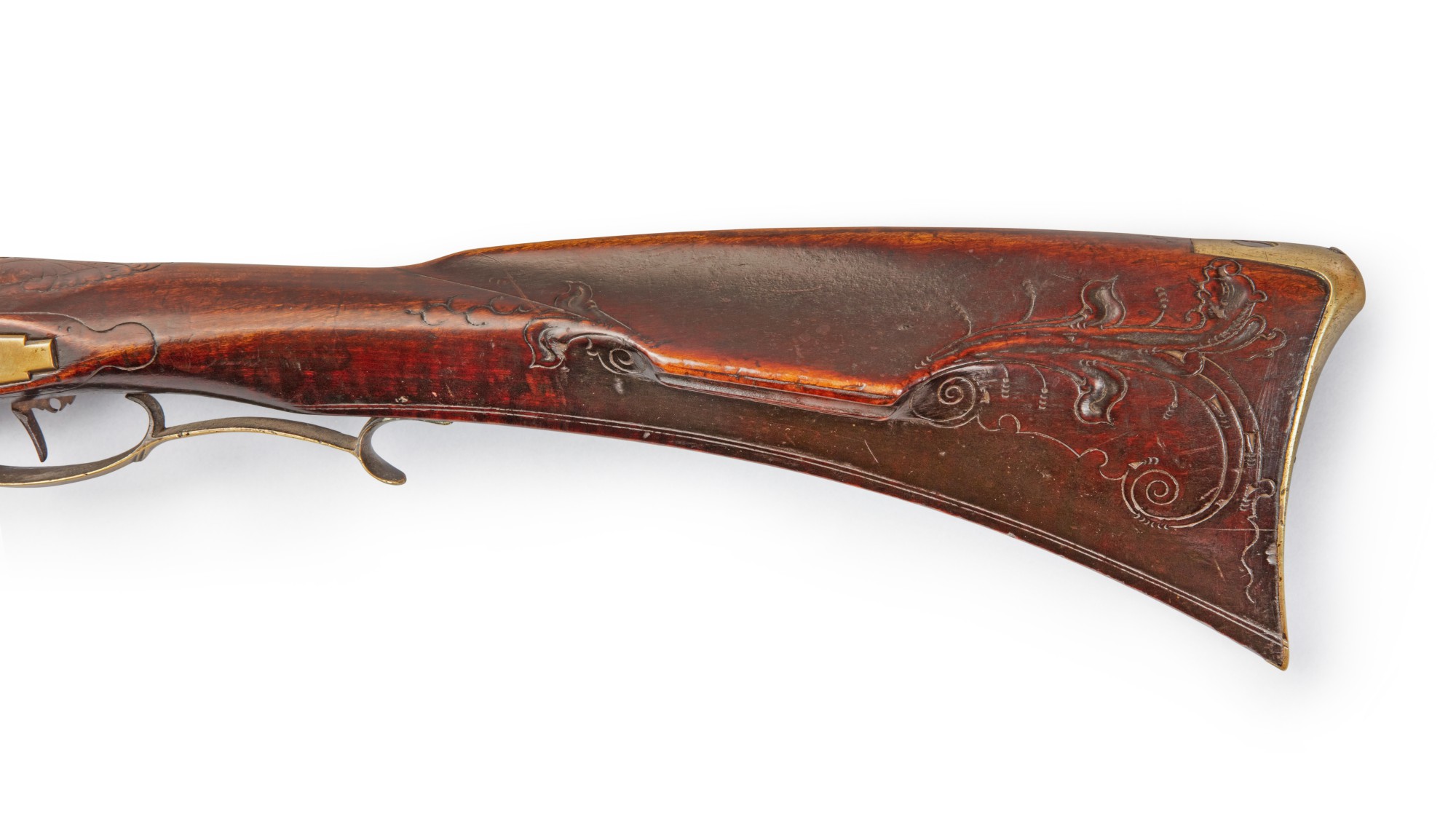 Extremely Rare and Fine Carved and Figured Maple, Engraved Brass and ...