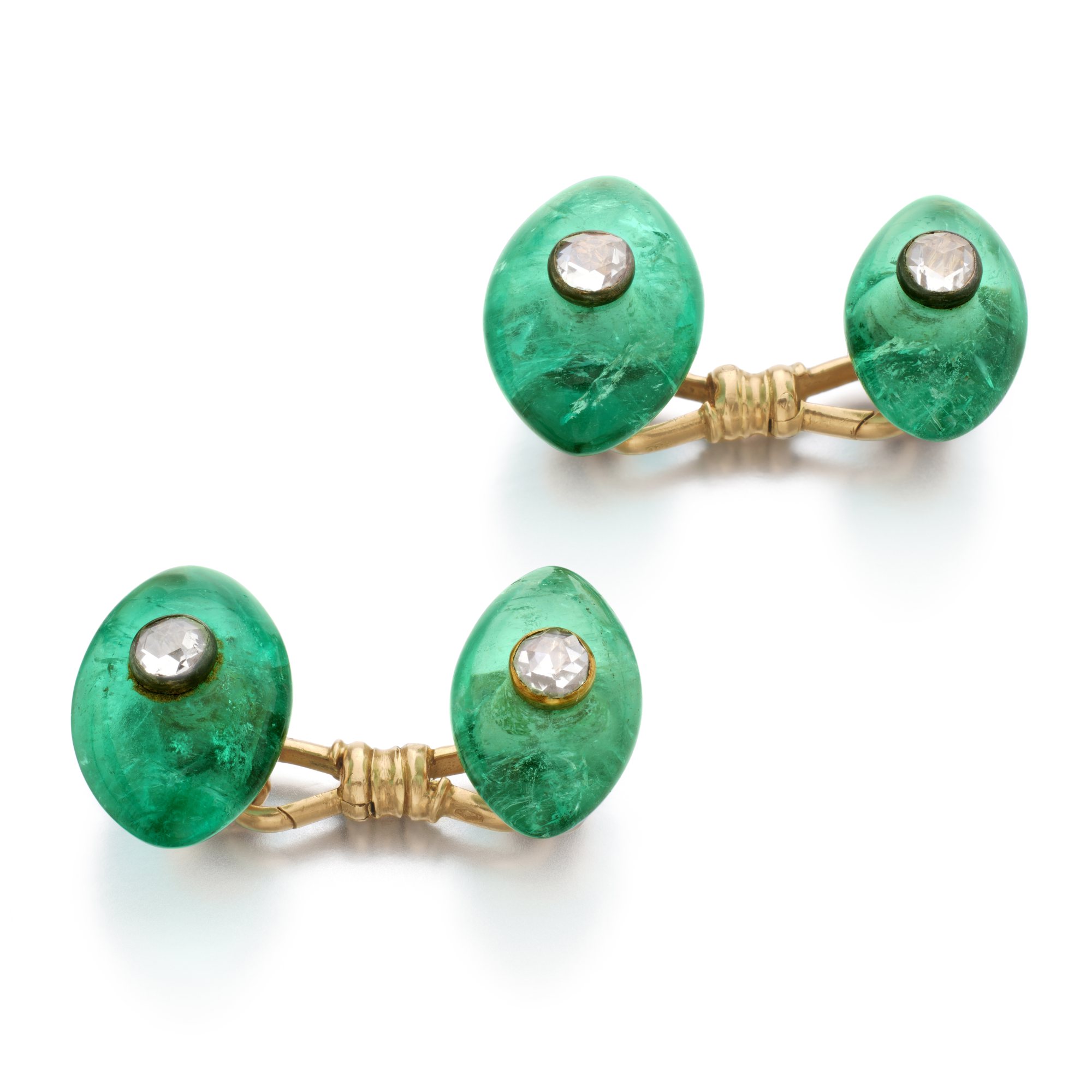 Pair of emerald and diamond cufflinks, circa 1898 | Vienna 1900: An ...